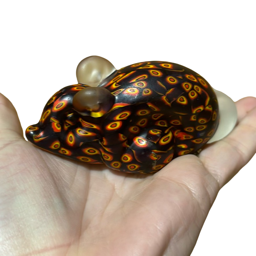 Adorable Millefiori Glass Mouse Paperweight 3 1/2” Long