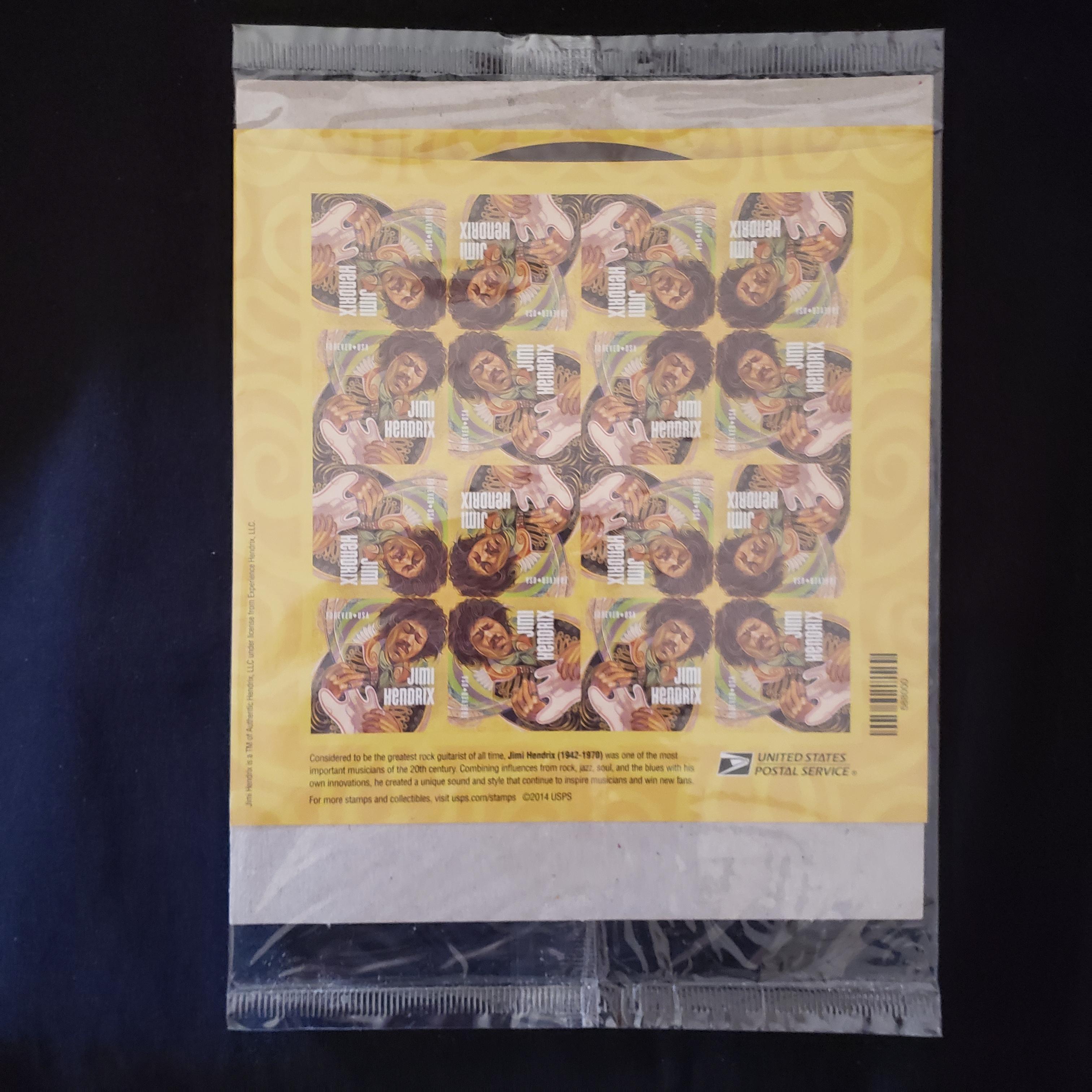 NEW Never Opened Music Icons Jimi Hendrix 16 Forever Stamps MNH 2014 Original USPS Postage