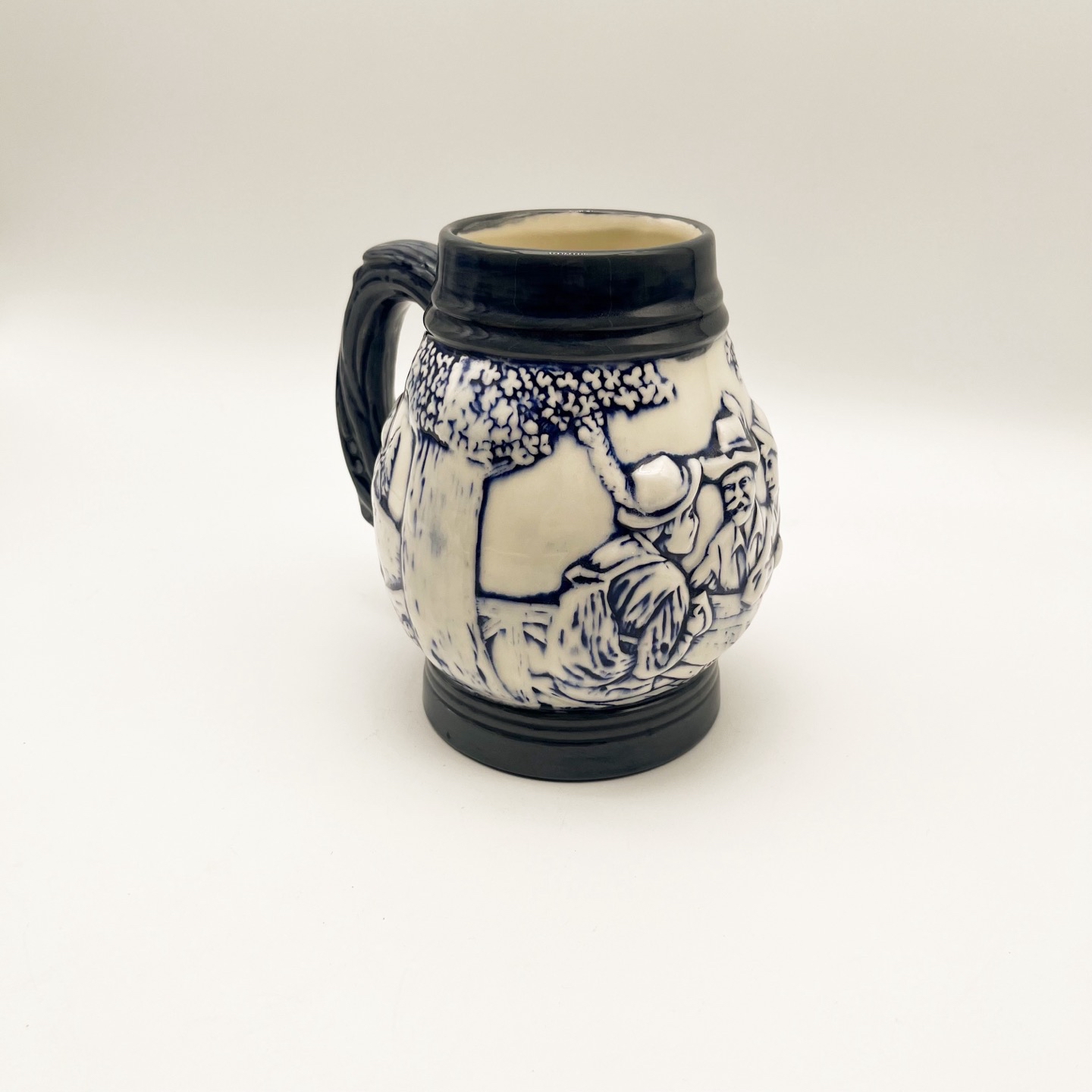 Vintage Large Ceramic Beer Stein Mug - Blue White, 1980s Handled, Big ...