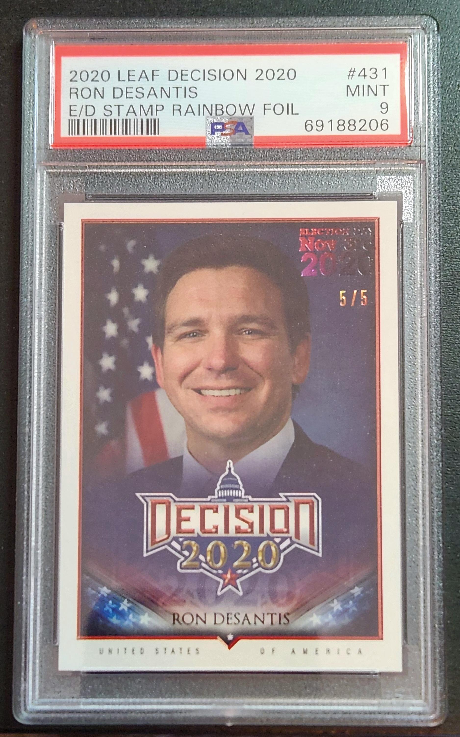 Decision 2020 Ron DeSantis Election Night Rainbow Stamp Parallel 5/5 PSA 9