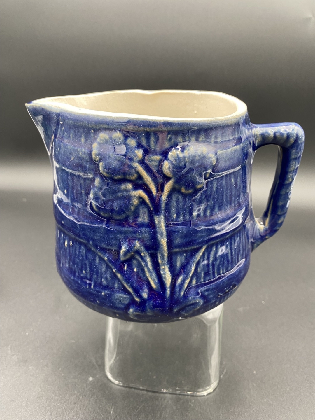 Antique Robinson Ransbottom Pottery 32oz Milk Jug/Pitcher, Blue Floral ...