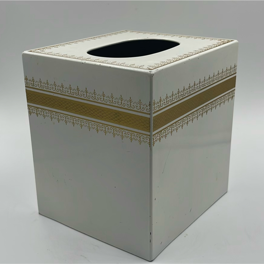 Vintage MCM Andre Richard Regal Gold Metal Tissue Box 5.25”