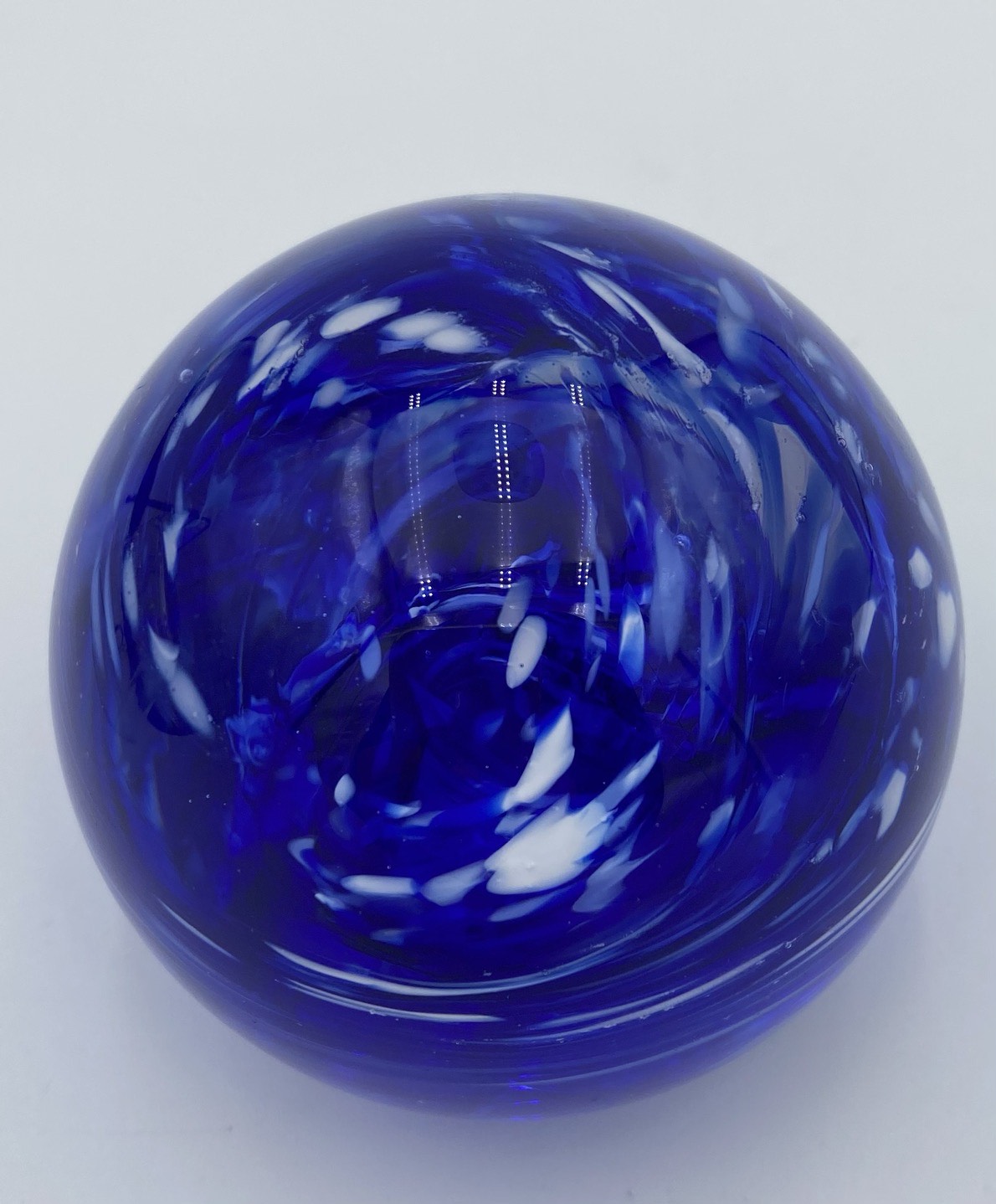 Vtg. Wheaton Village, Art Glass Cobalt Blue and White Swirl Paperweight ...