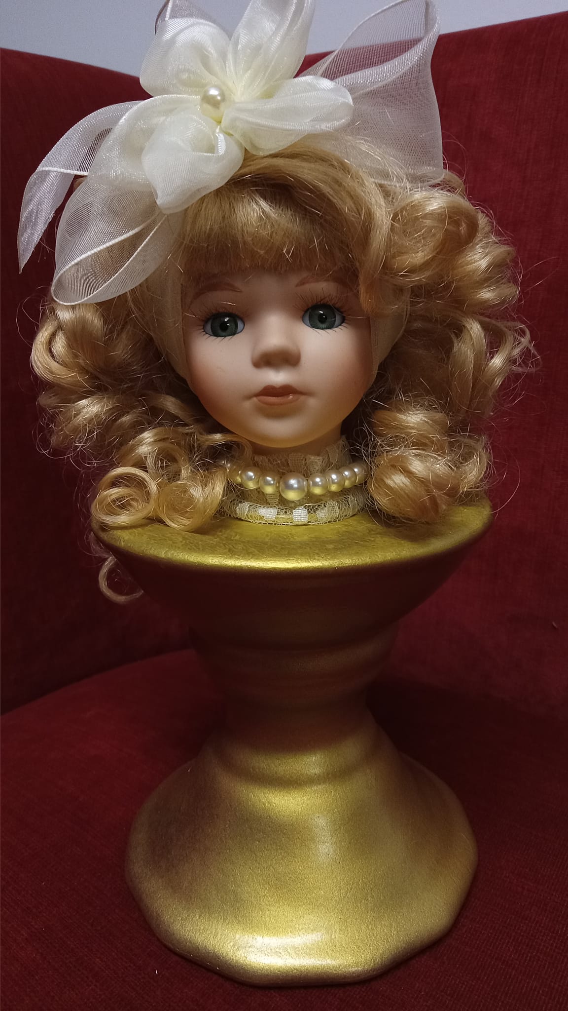 #11 Fiona porcelain doll head Bust Statue Mantlepiece handmade upcycled