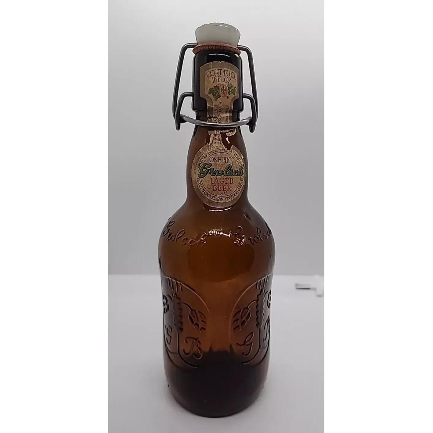 Old Vintage Grolsch Amber Swing Top Lid Beer Bottle Brown Porcelain Bar ...