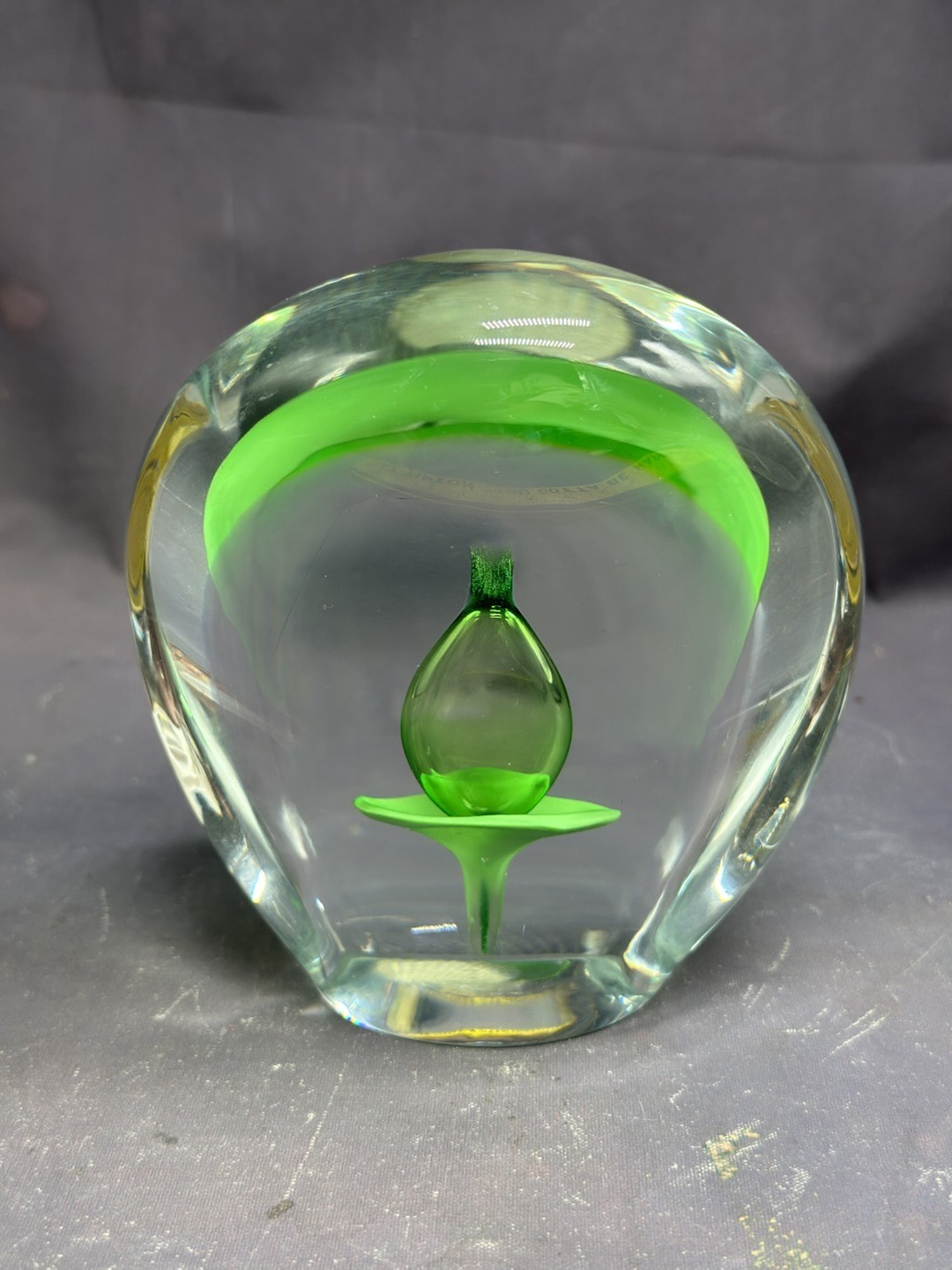 BERANEK Czech Art Glass Paperweight Green Calla Lily Incredible Shelf ...