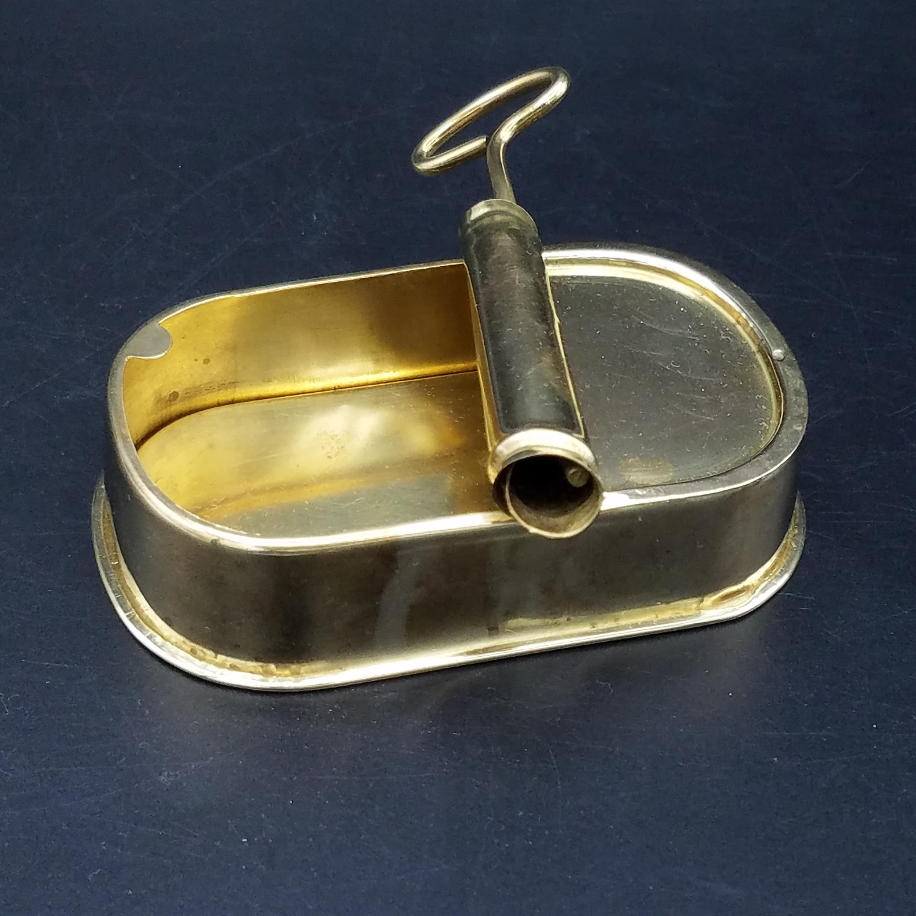 69. Vintage Brass Sardine Can with Key Collectible