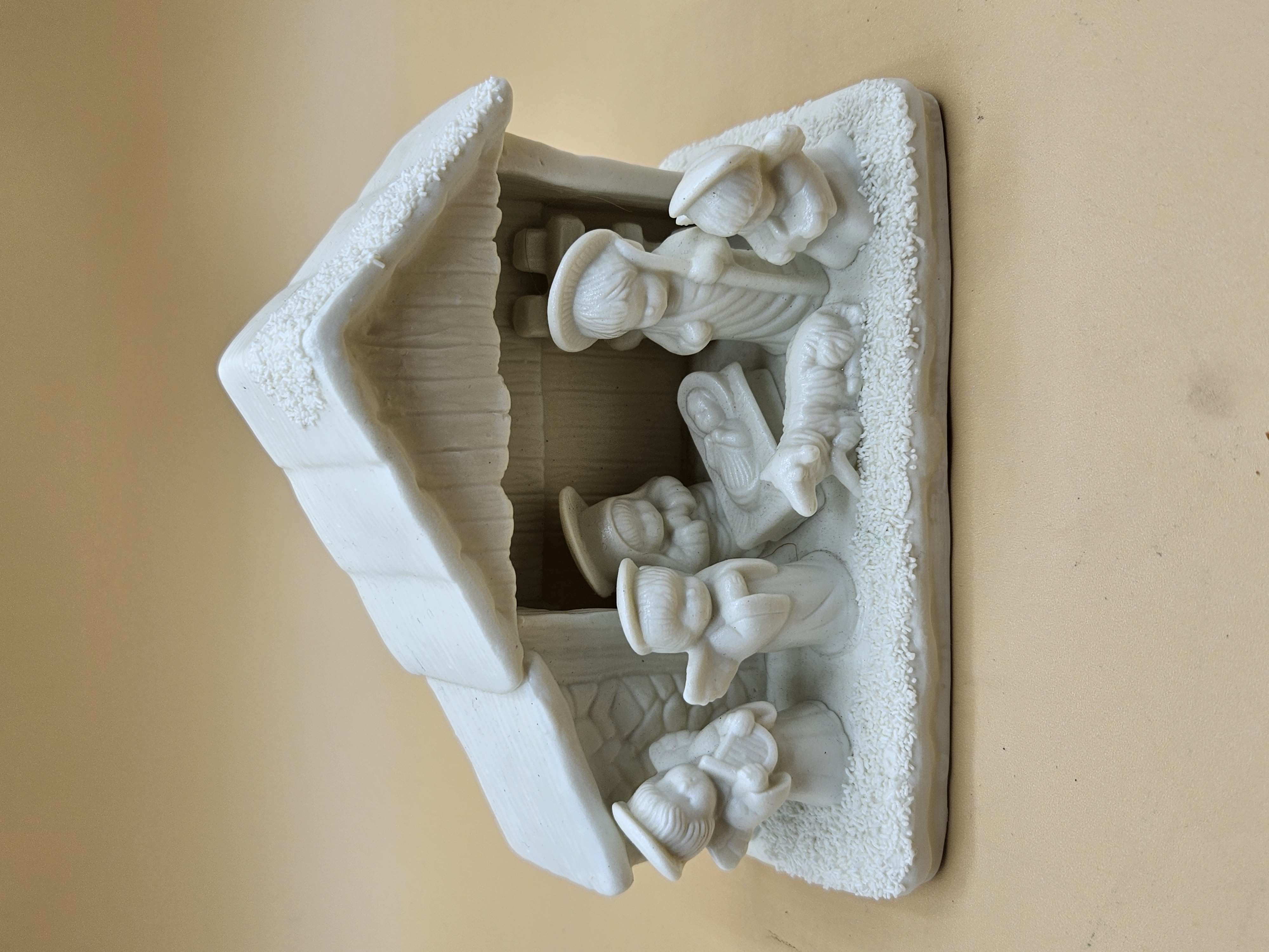 Ivory Nativity With Manger Figural Set, Bisque, Vintage Christmas 5.5 x 4.5