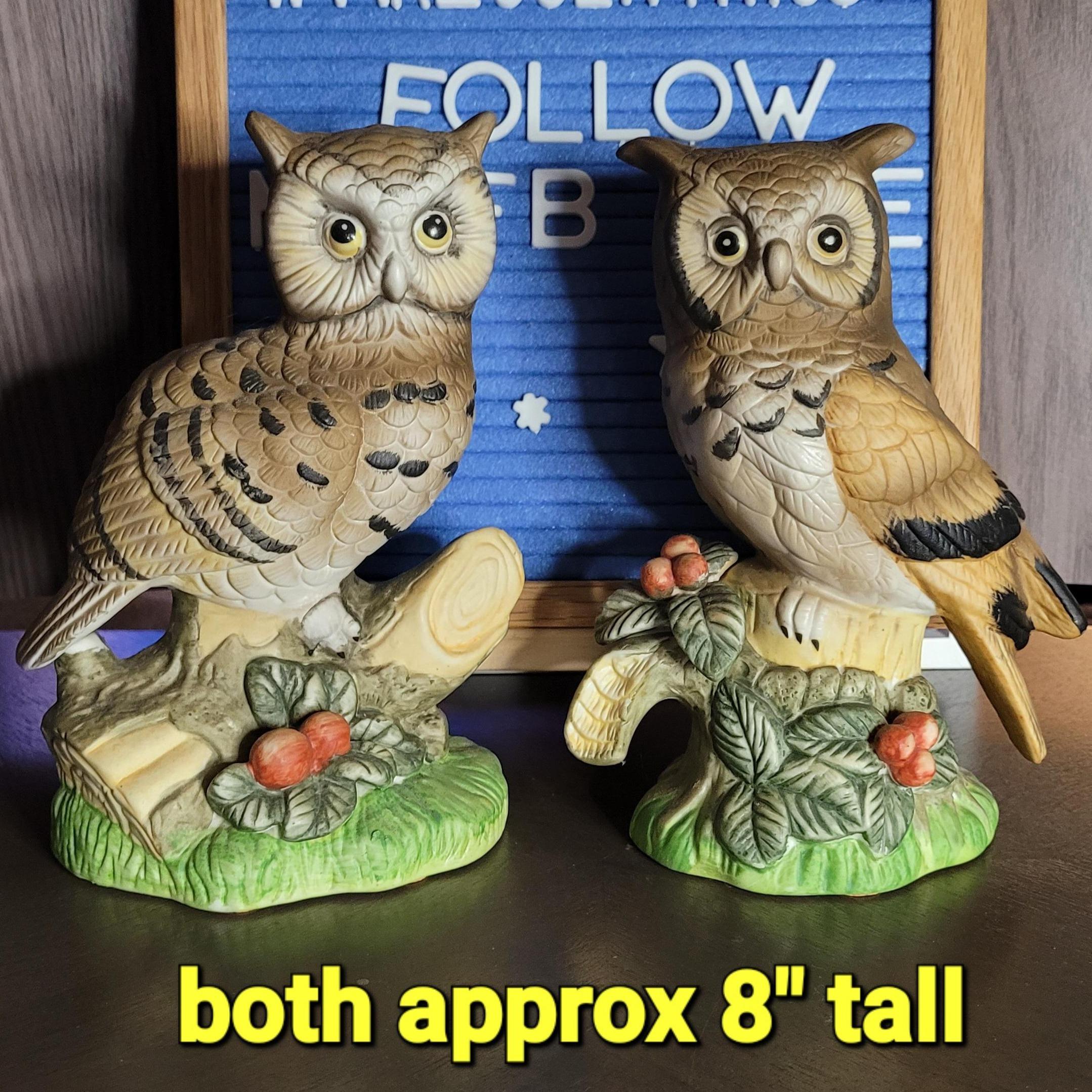 Vintage Ceramic Owl Figurines - Set of 2