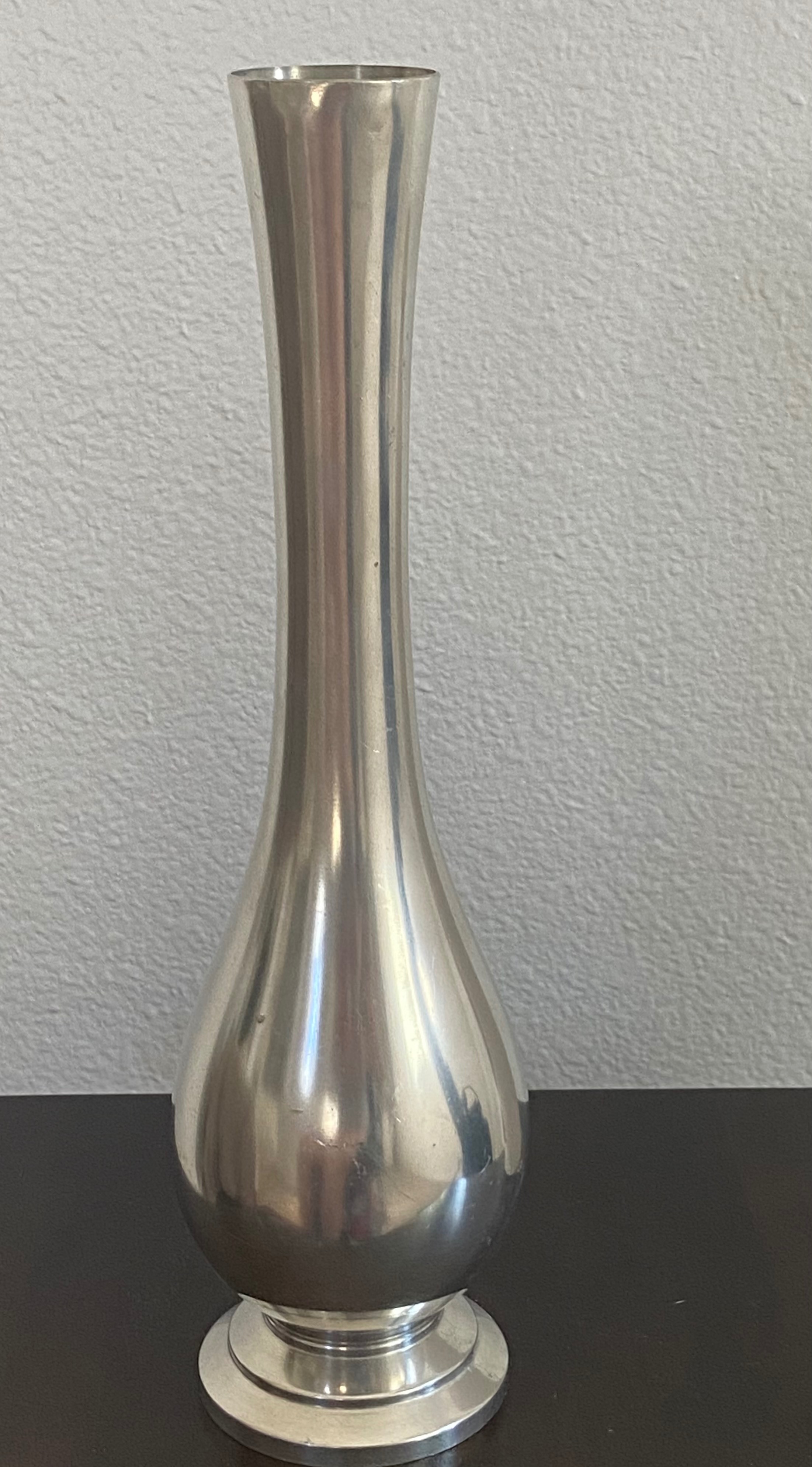 Vintage Les Etains Paris France Manoir Titre Legal Pewter Bud Vase 12.5 ...