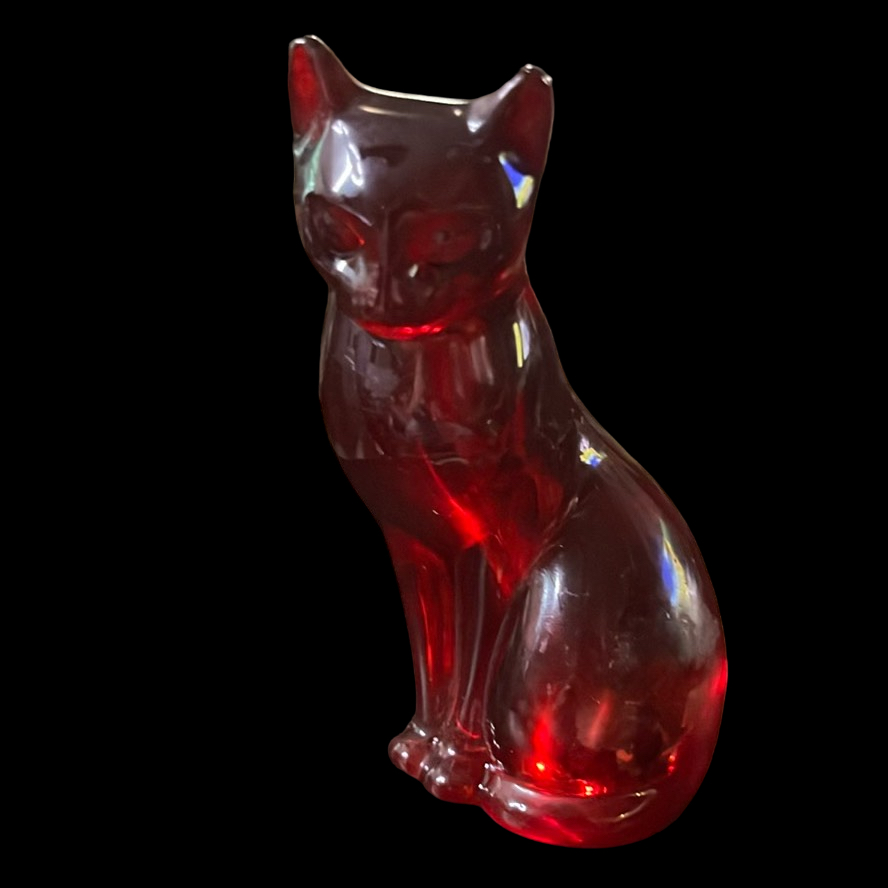 19. Vintage Lenox In 1995 Red Glass Cat.