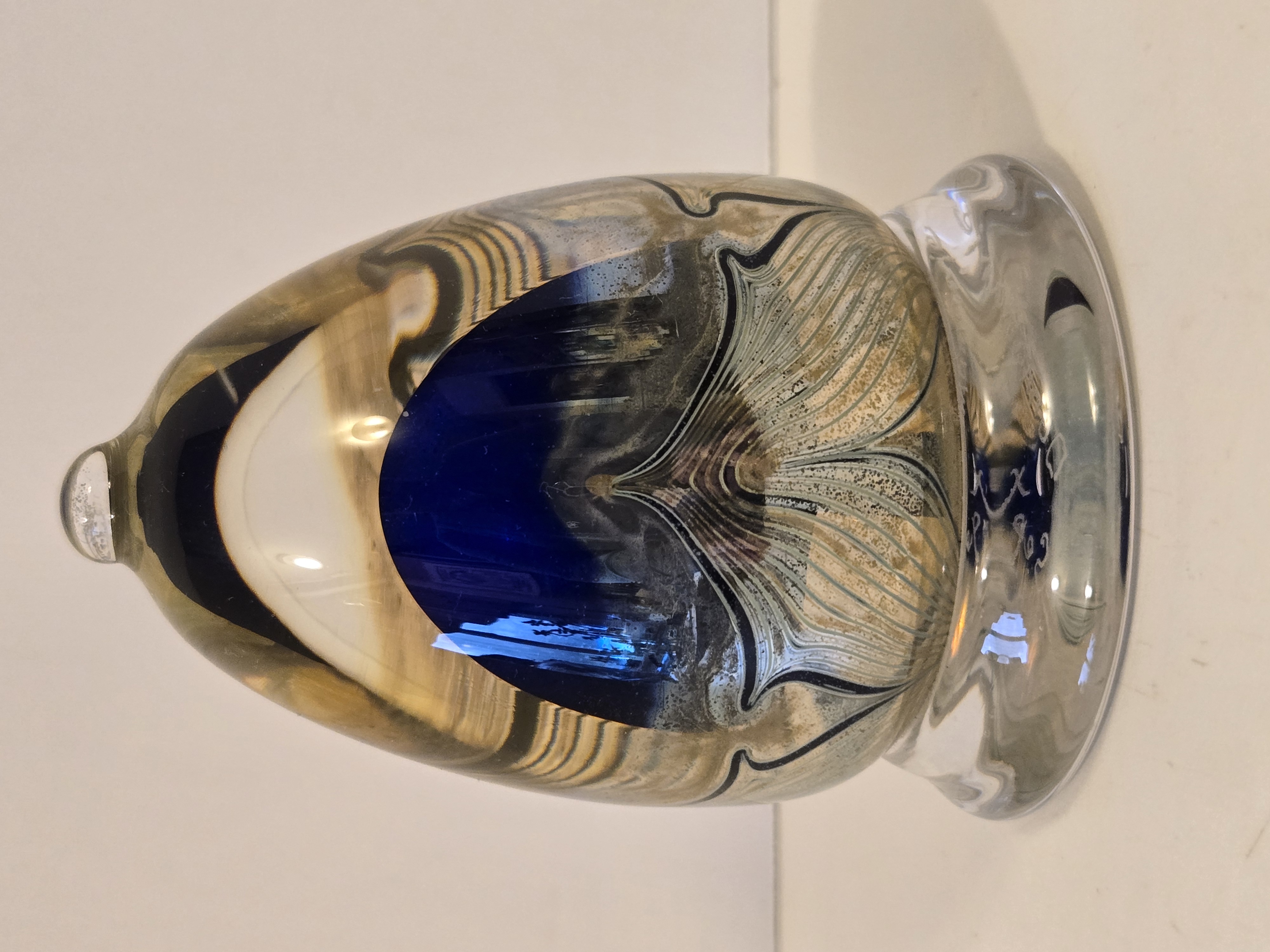 #01 - Marc S. Boutte Art Glass Pulled Feather Design Paperweight