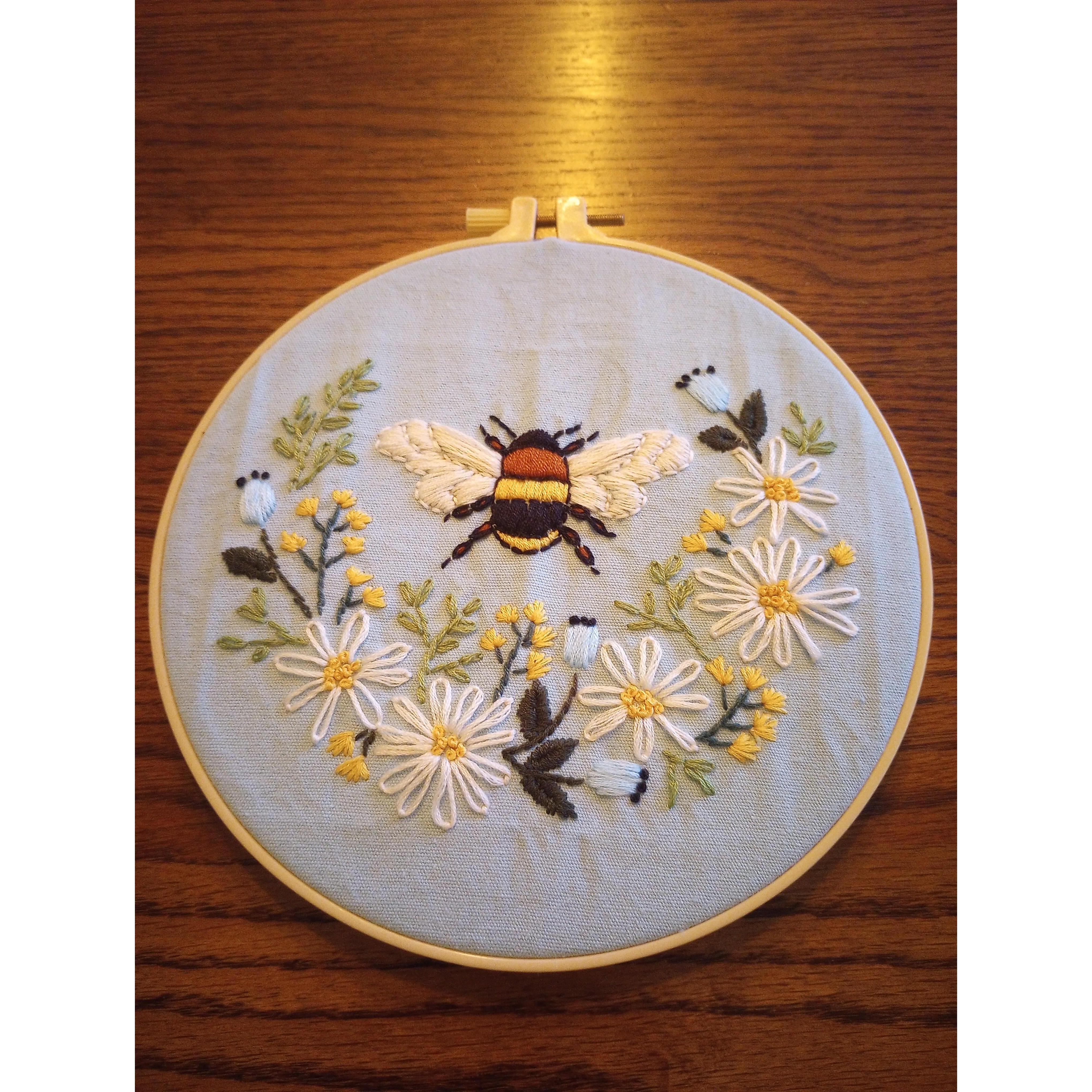 Finished Hand Embroidery - Bee, Florals #3