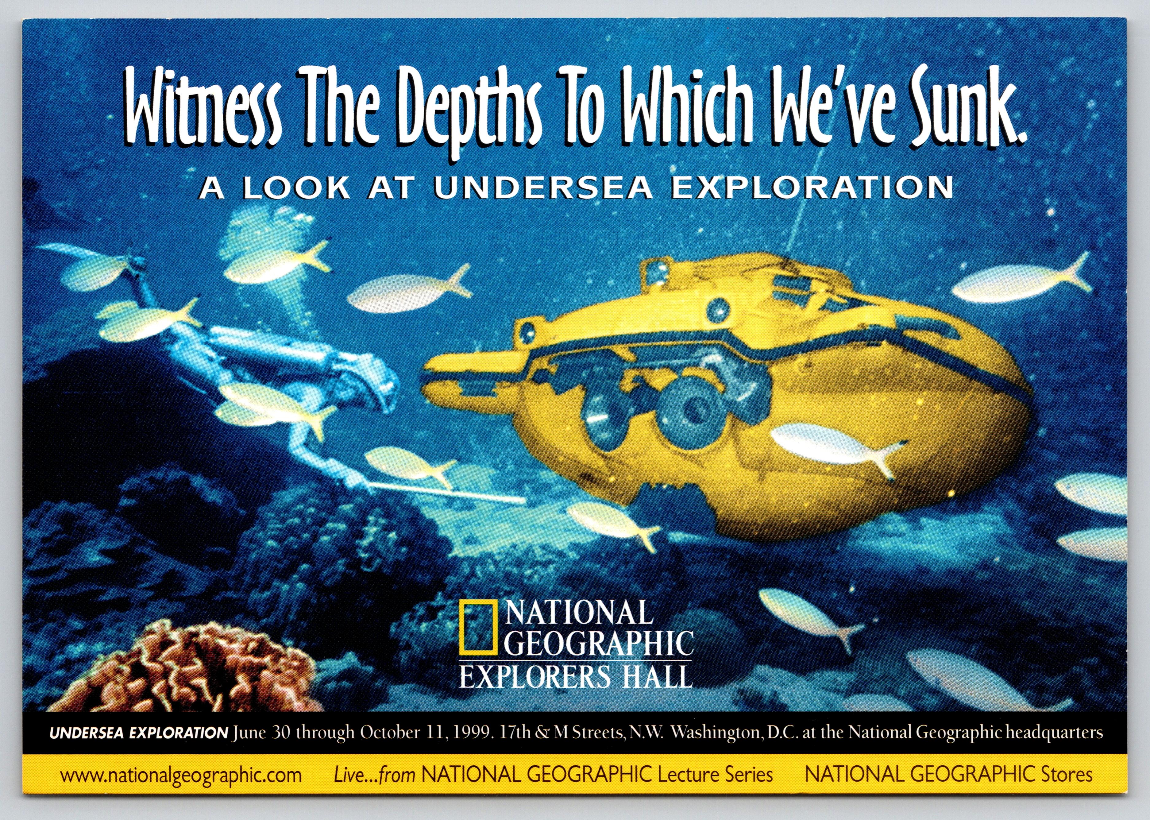 Postcard Undersea Exploration National Geographic Explorers Hall Yellow ...