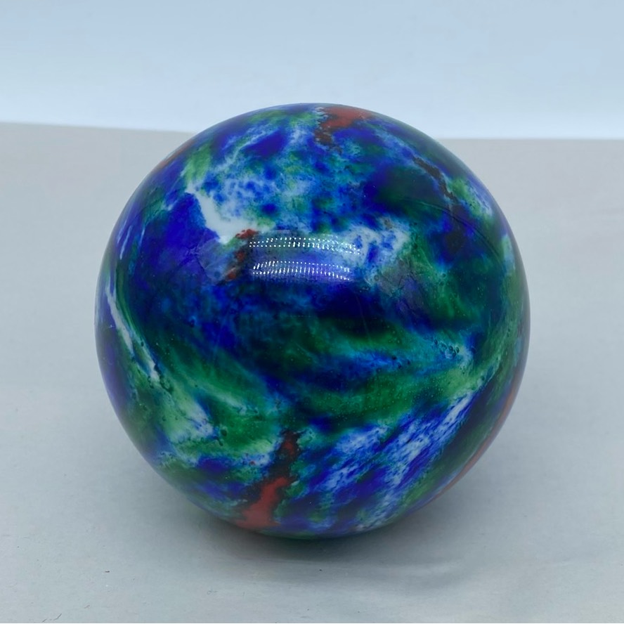 #0032 - Dynasty Gallery Heirloom Blue Swirl Art Glass Paperweight
