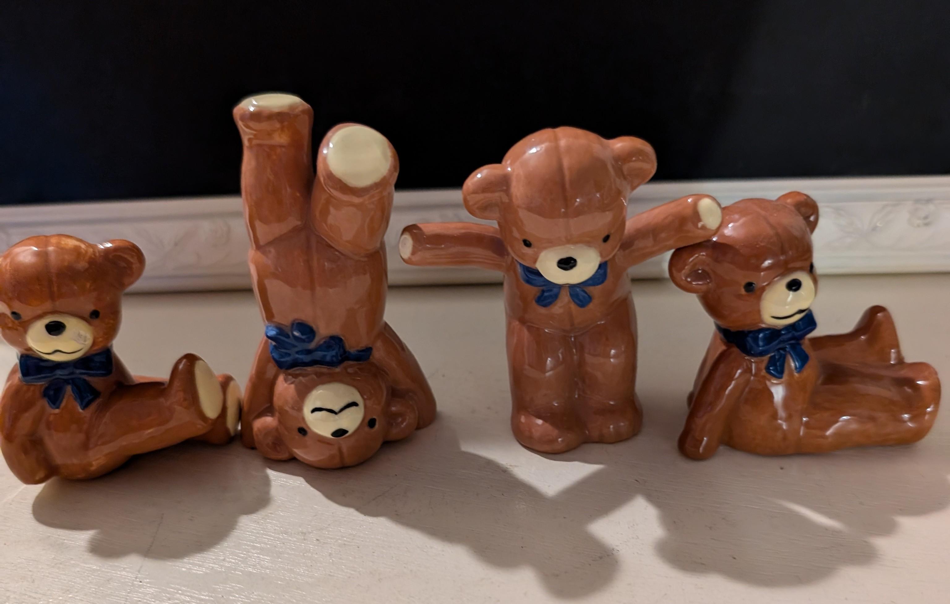 Vintage Ceramic Tumbling Bear Figurines Set of 4