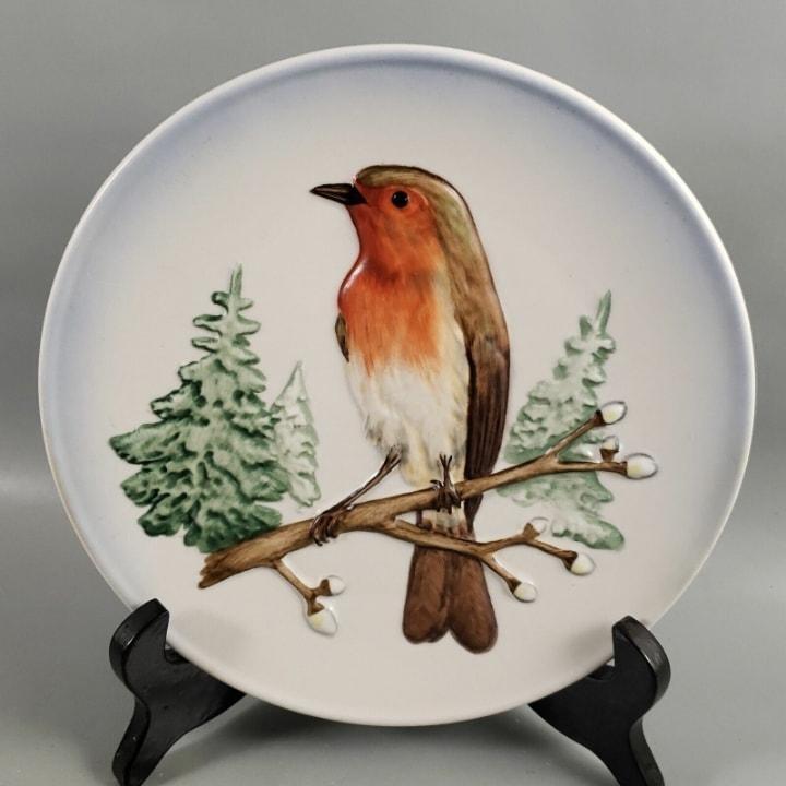 Vintage 1973 W. Goebel Hand Painted Bisque Porcelain Robin Bird Decor ...
