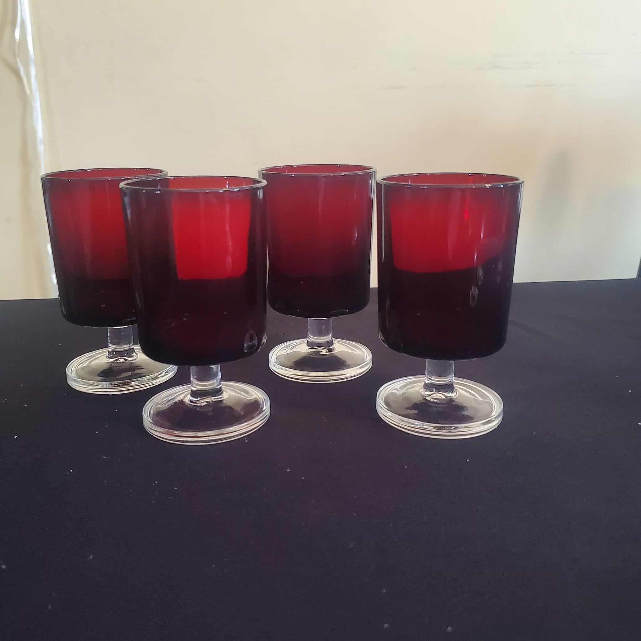 A Glass from the Past!!! Set of 4 Vintage 1970's French Luminarc Verrerie D Arques Ruby Red ...