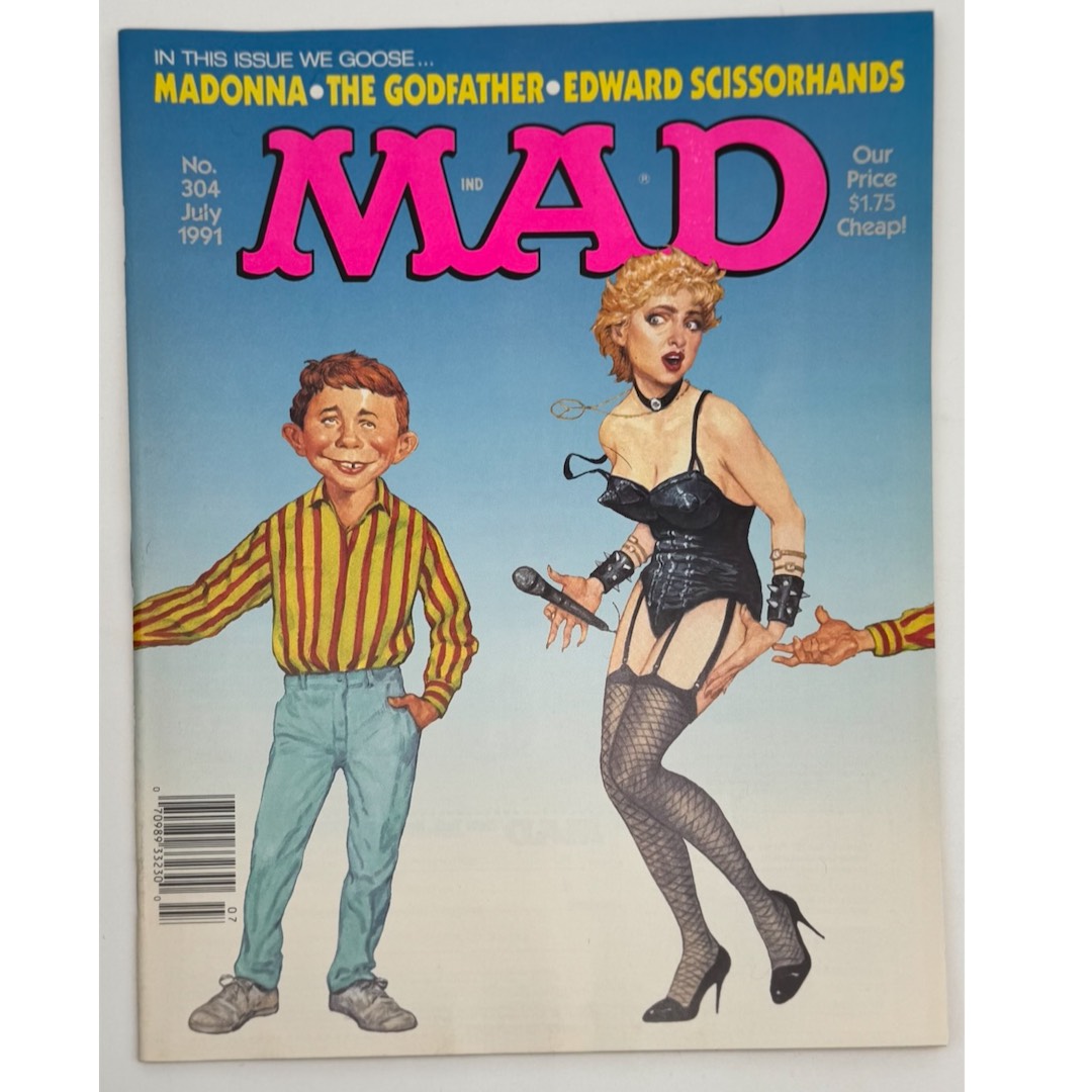 1991 July MAD Magazine #304 Madonna, The Godfather, Edward Scissorhands Alfred