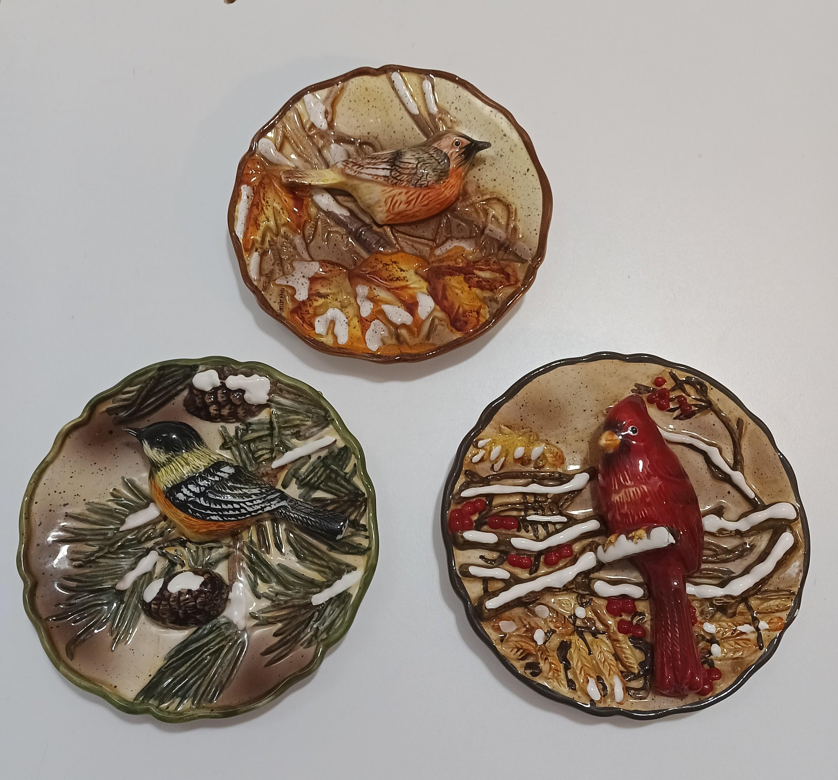 Set Of Three Vintage GANZ 3D Bird Plates; Beautiful Colors! So ...