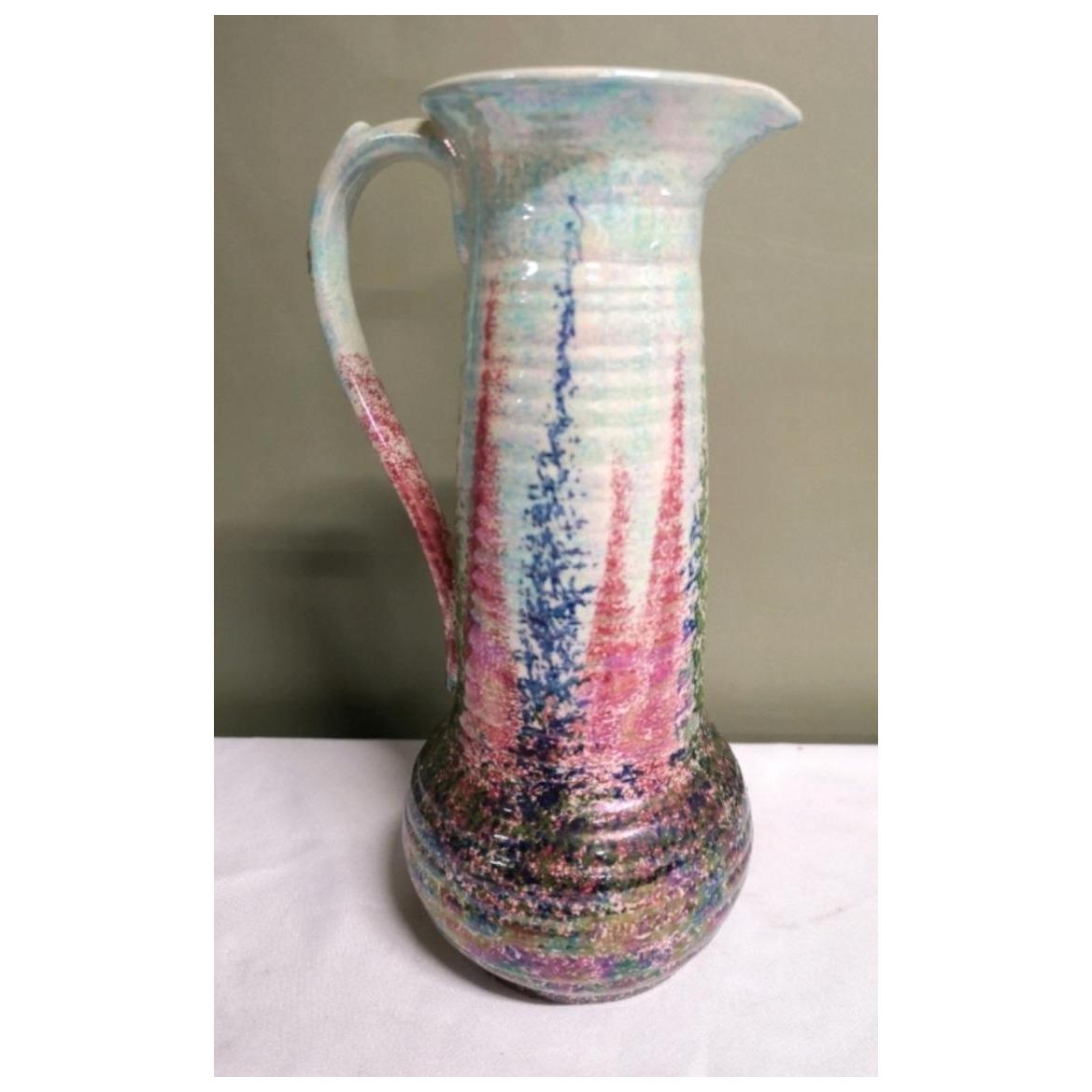 Vintage Royal Art Pottery Pitcher Pinks Blues Purples - Made in England