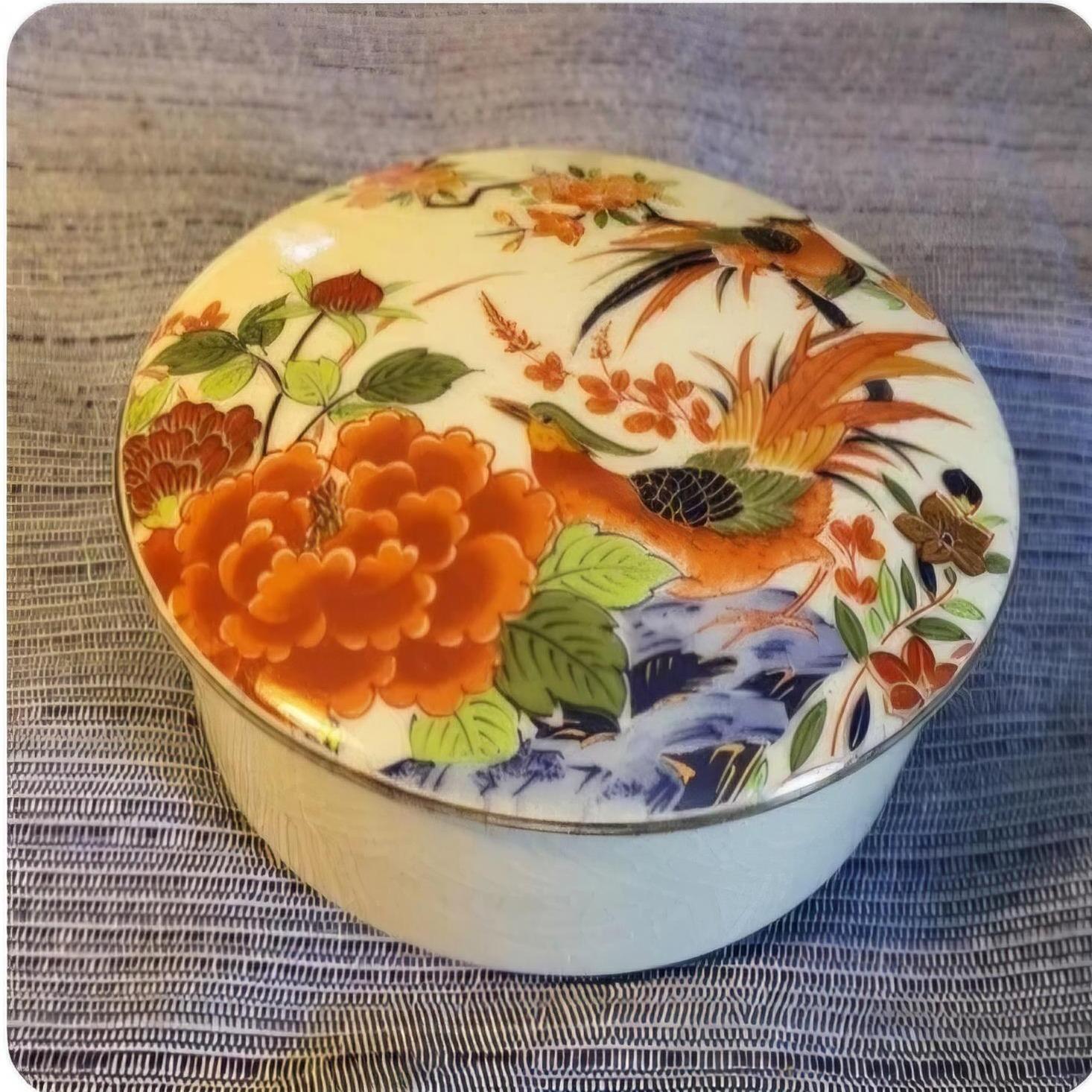 Vintage Lego Japan Handpainted Ceramic Trinket Box