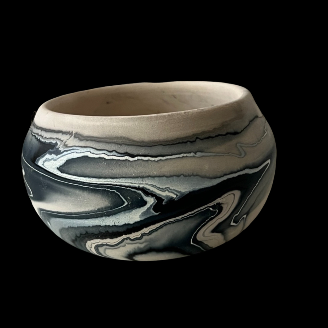 Nemadji Native American Clay Pottery Black And Gray Swirl 2.75” Tall 4 ...
