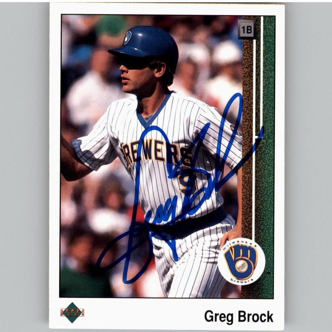Greg Brock Signed Milwaukee Brewers 1989 Upper Deck Baseball Card #543