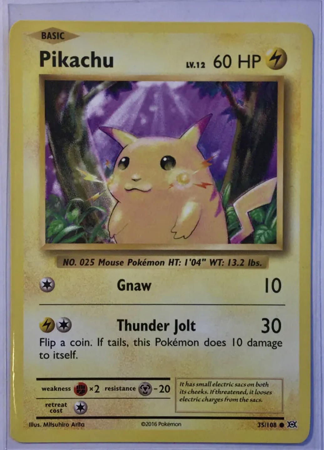 2016 Pikachu Pokemon Card 35/108 Rare Mint Condition Fresh Pull!