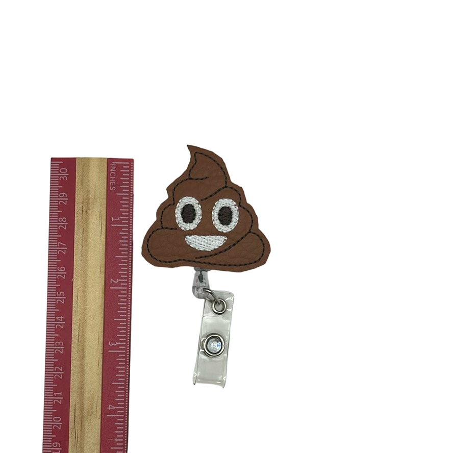 Handmade Poop Emoji Retractable Badge Reel