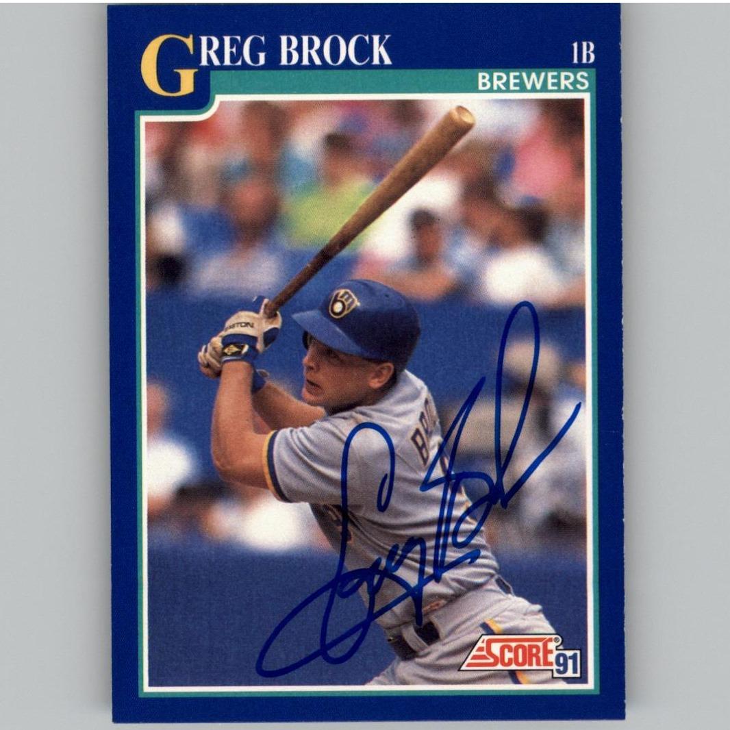 Greg Brock Signed Milwaukee Brewers 1991 Score Baseball Card #522