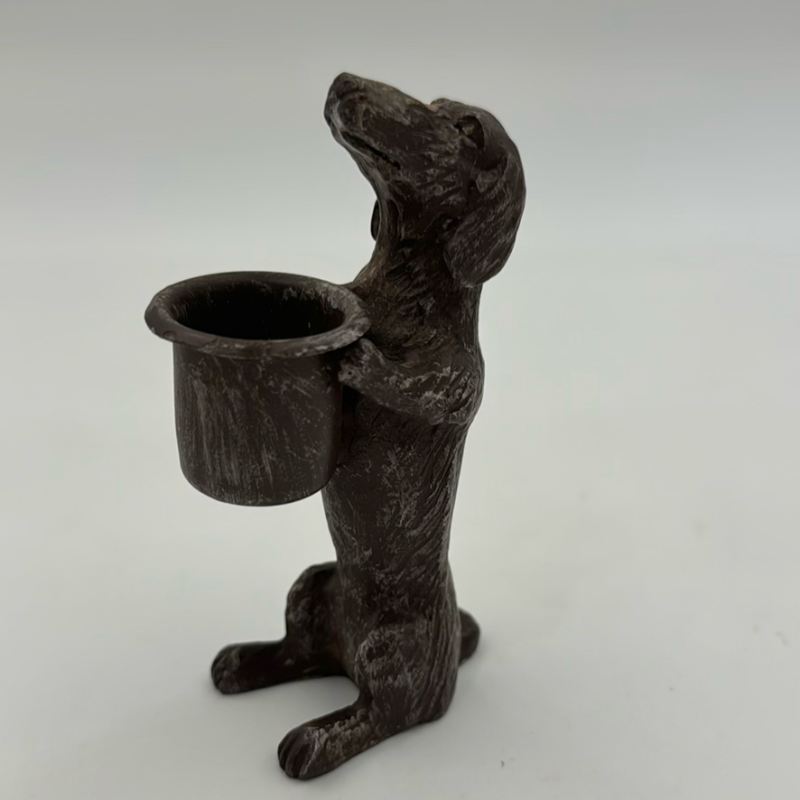 Pewter And Metal Taper Dog Taper Holder Dachshund