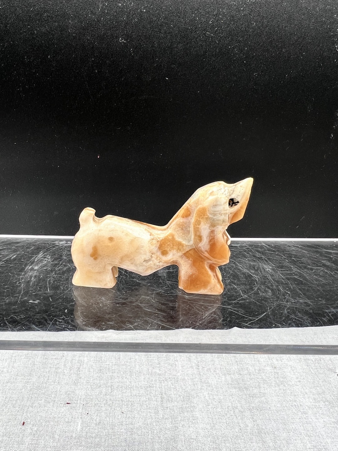 Hand Carved Stone Dachshund Dog Figurine