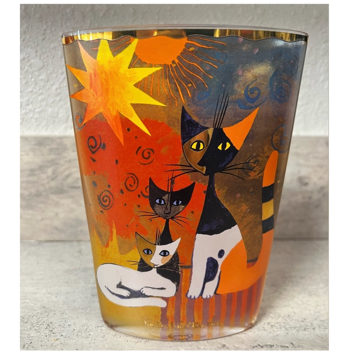 Goebel Rosina Wachtmeister “Happy Family Life” Glass Vase w/ Box & Booklet