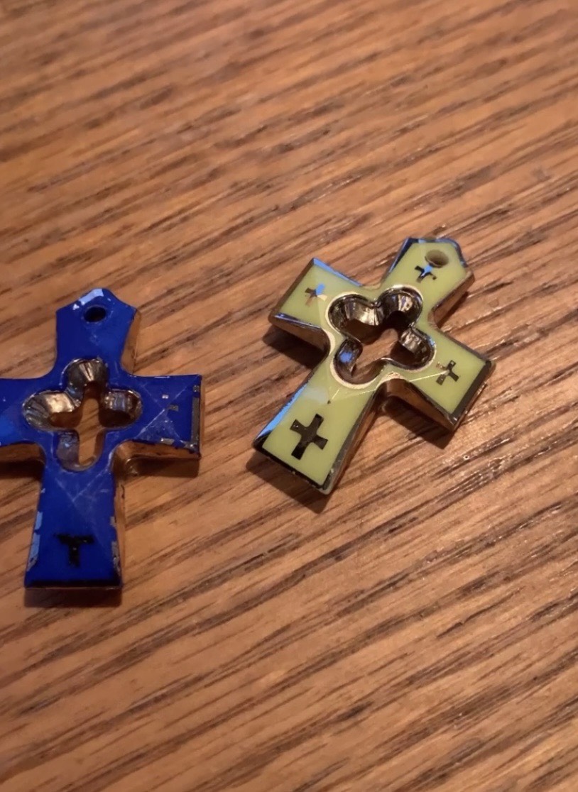 TWO ENAMEL CROSSES