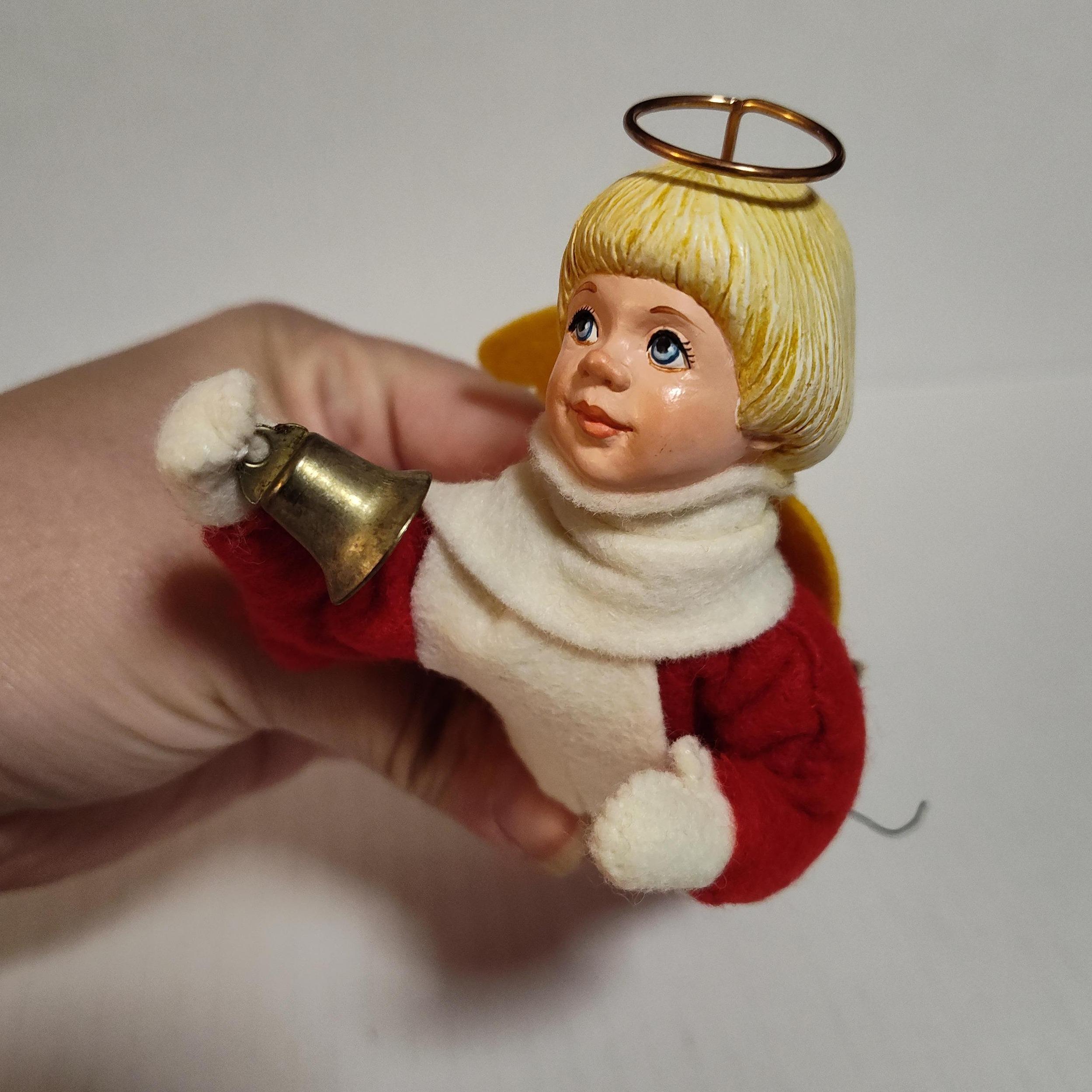 Simpich Angel Courtney with tag 70s/80s Vintage Christmas Figure w/ Bell