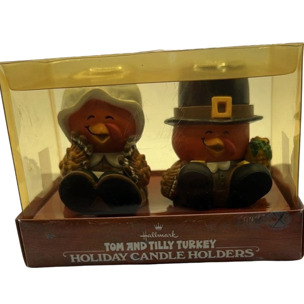 Vintage Hallmark Tom And Tilly The Turkey Candle Holders