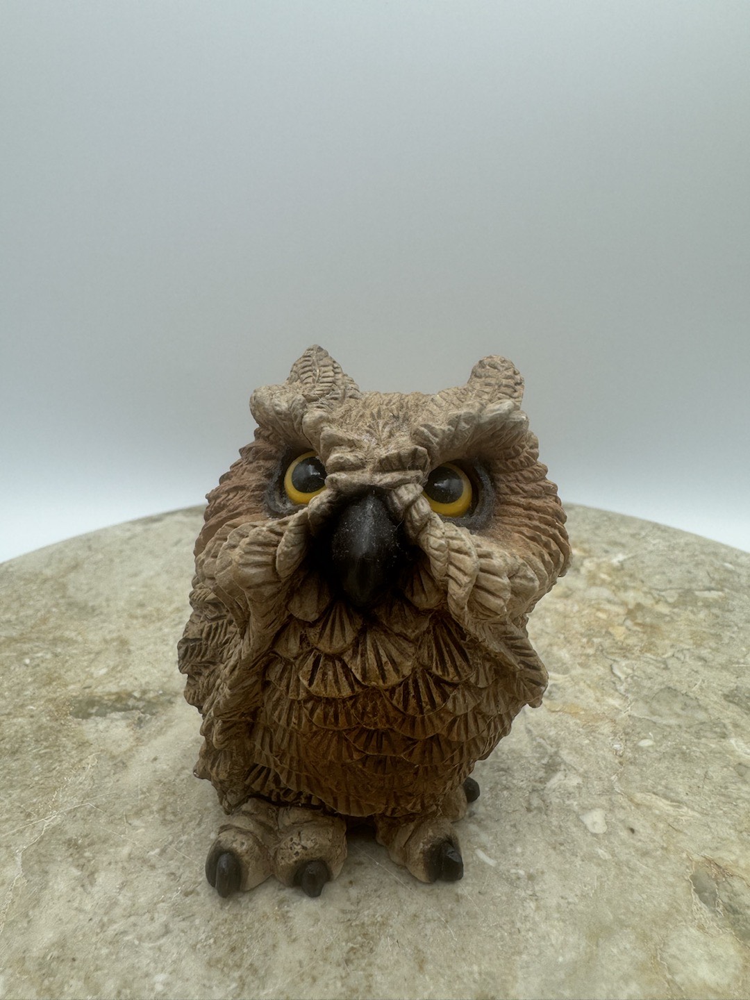 Vintage Stone Critter Single Brown Horned Owl
