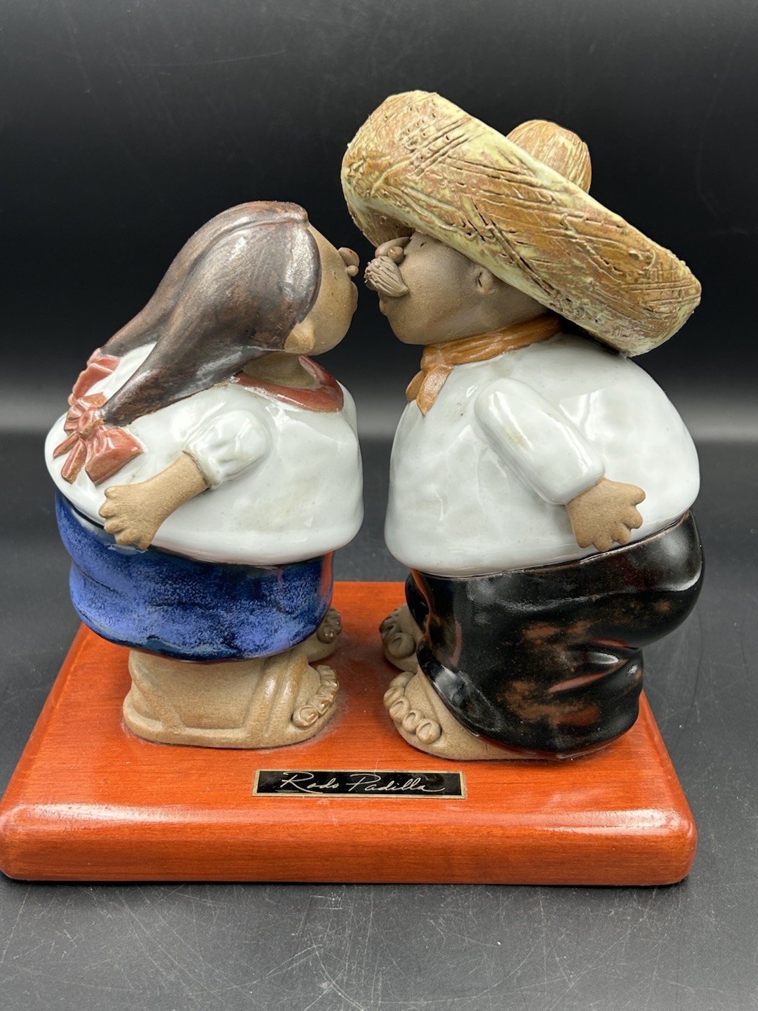 Vintage Rodo Padilla Kissing Couple, Pottery Sculpture, Mexican Folk Art