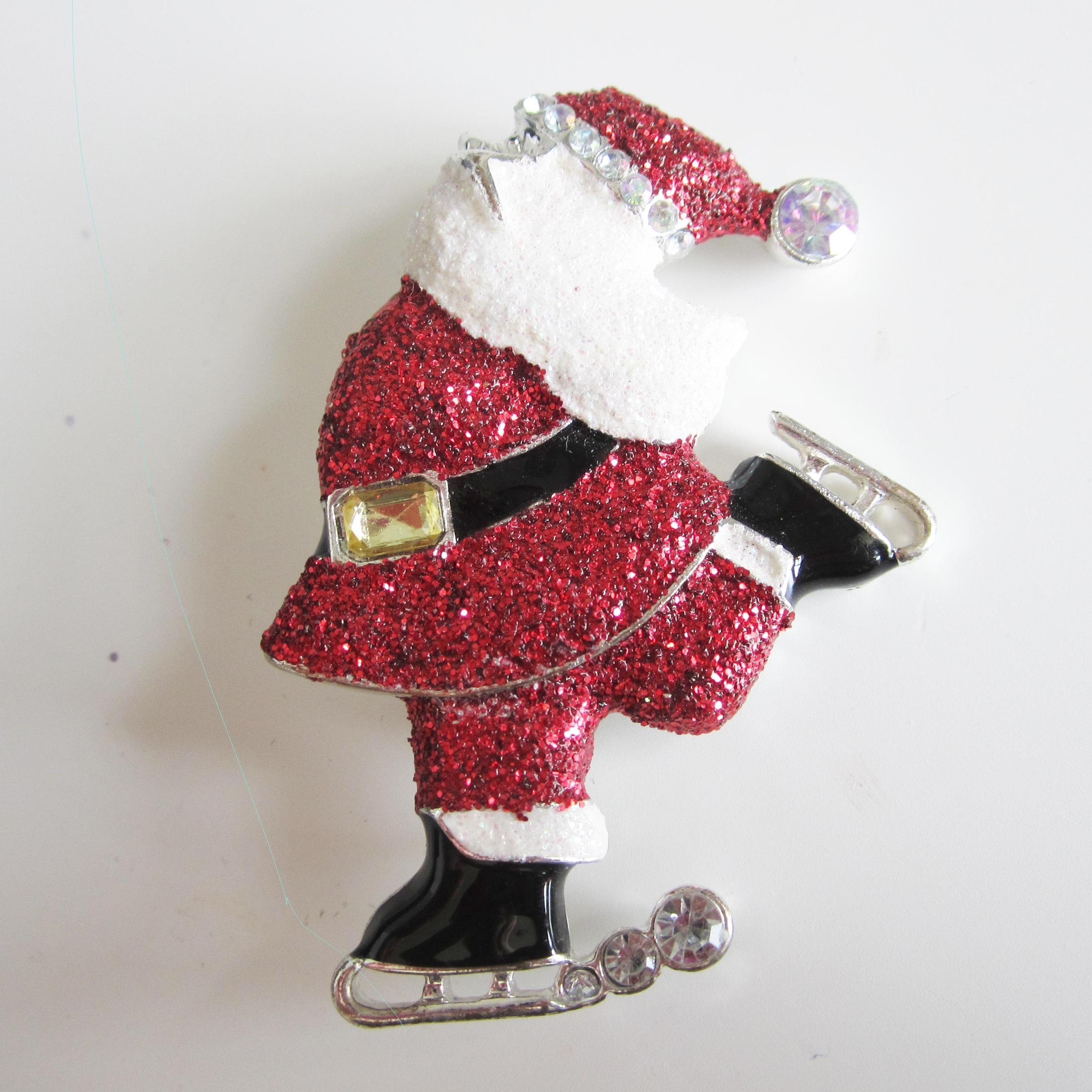 Glitzy Santa Brooch Pin