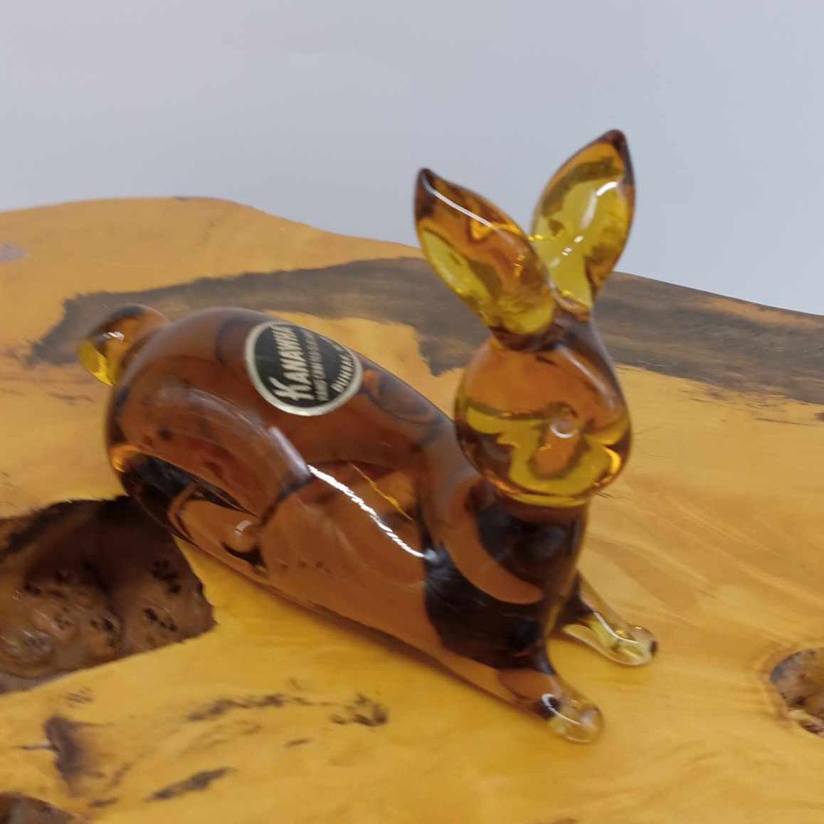 Kanawha rabbit figurine, amber glass, bunny, USA