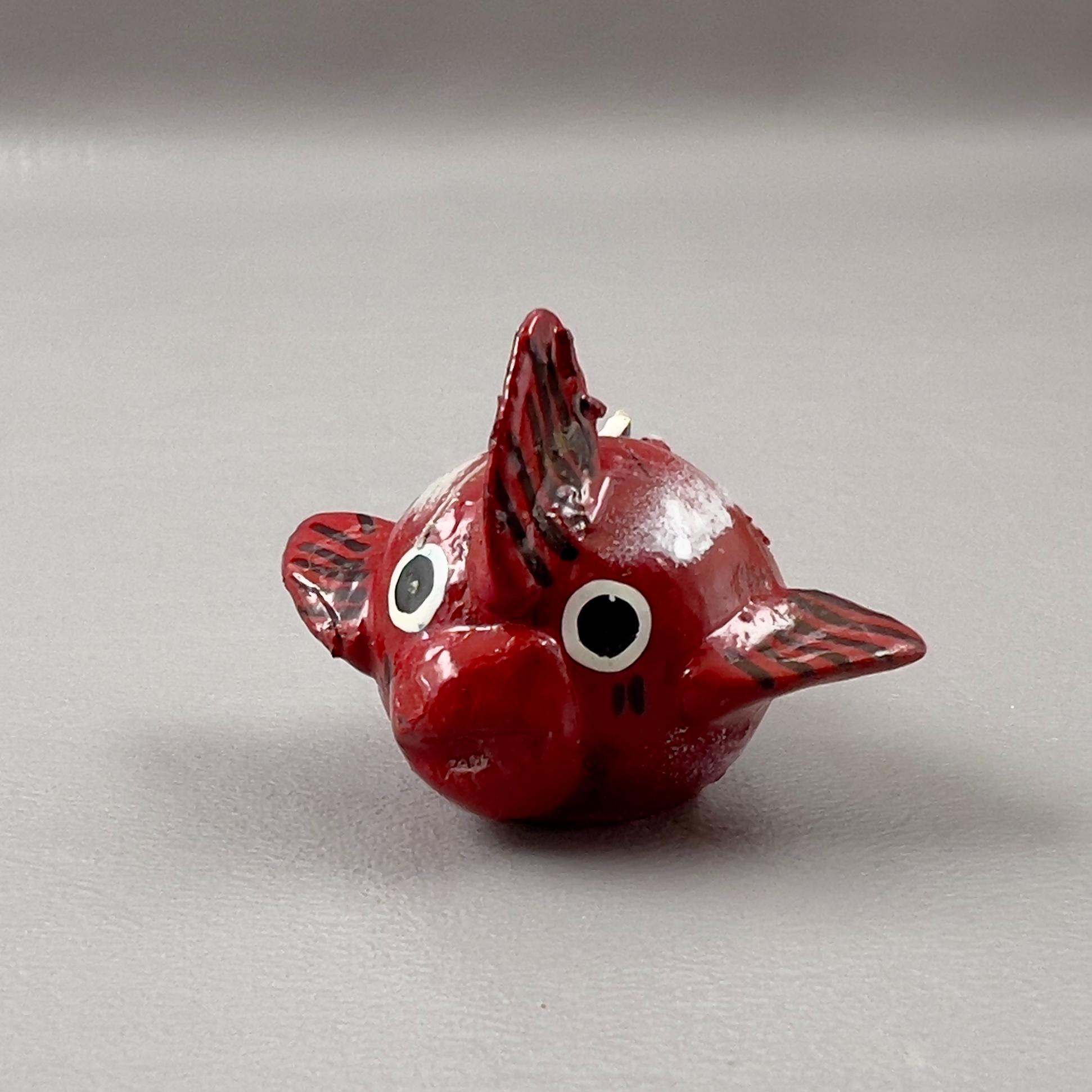 #026 Mexican Tejoruco Seed Folk Art Mini Red Puffy Bobble Fin 1.5" Hand ...