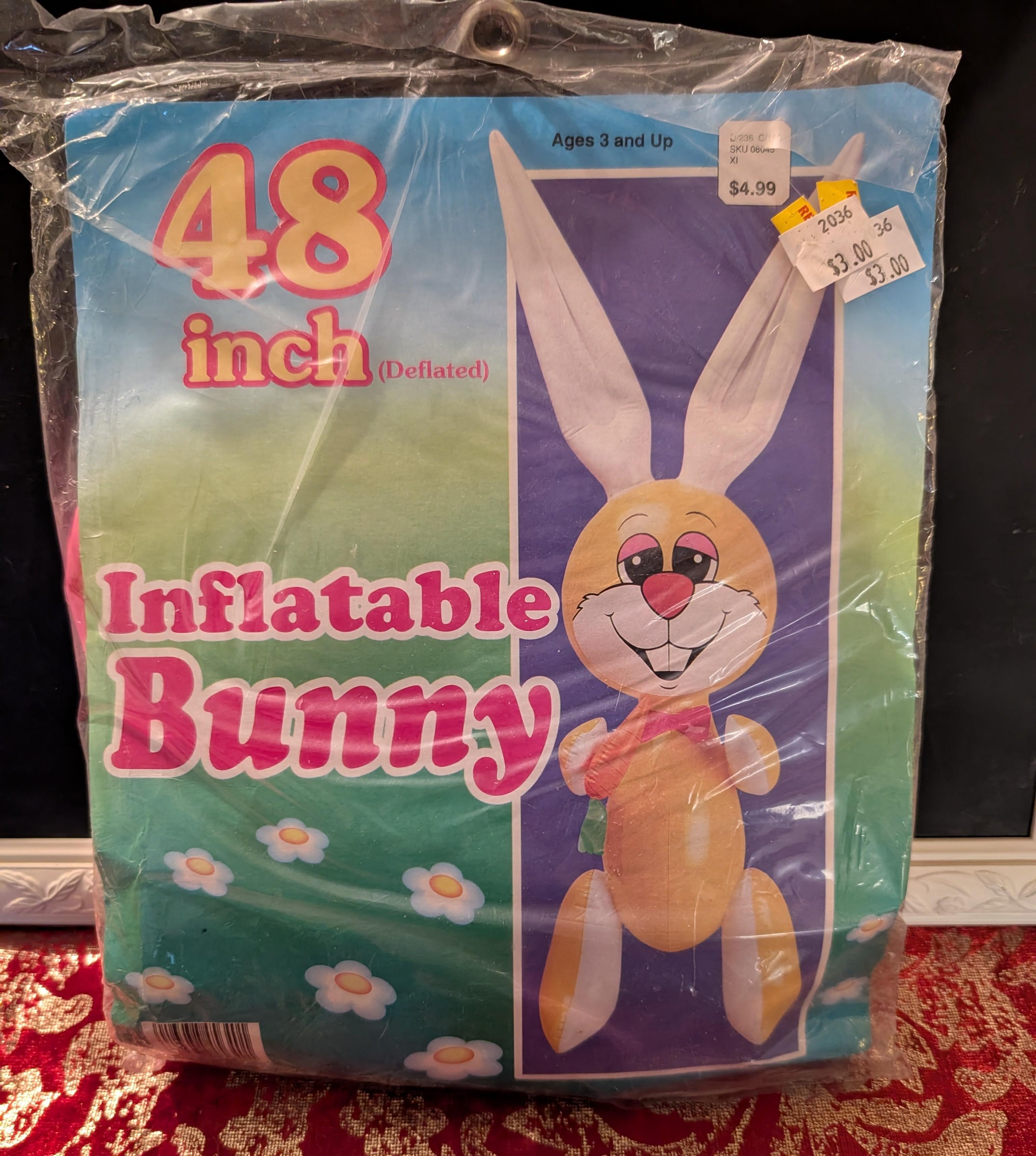 Vintage Inflatable Bunny Toy - 48 Inch