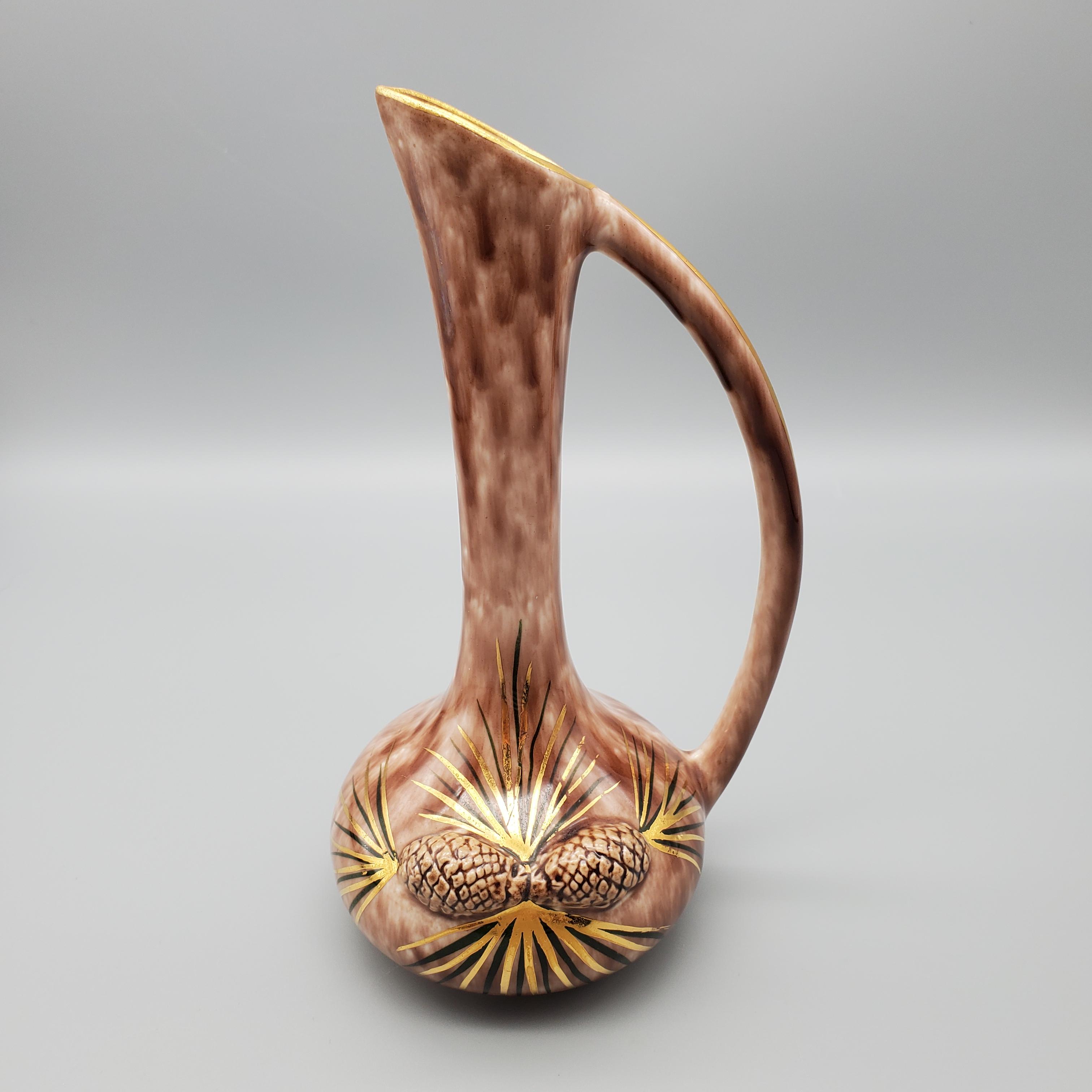 Mid Century Pitcher Vase Art Pottery 1950s Caty Crafts Custer