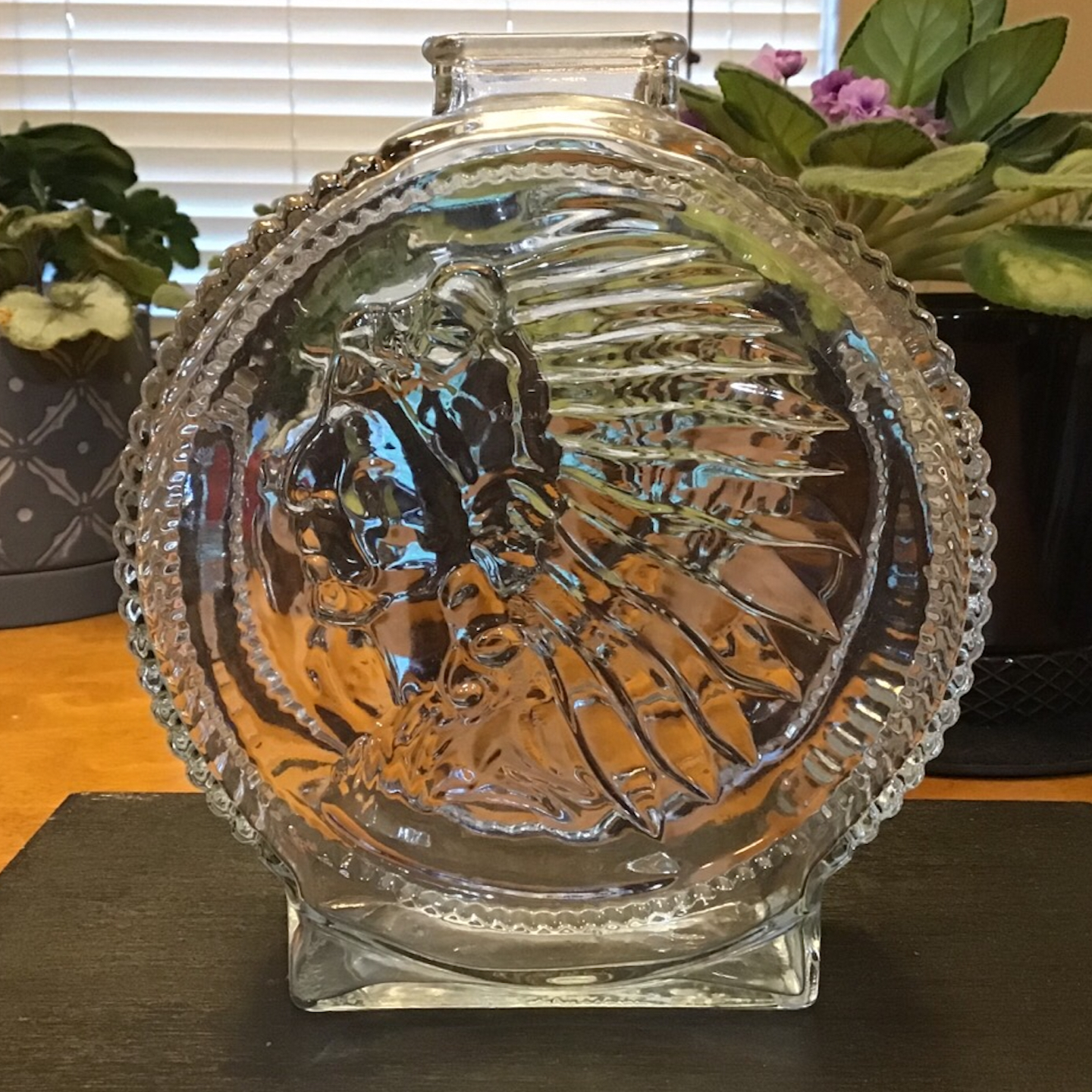 Vintage Anchor Hocking American Indian Head Buffalo Nickel Clear Glass ...