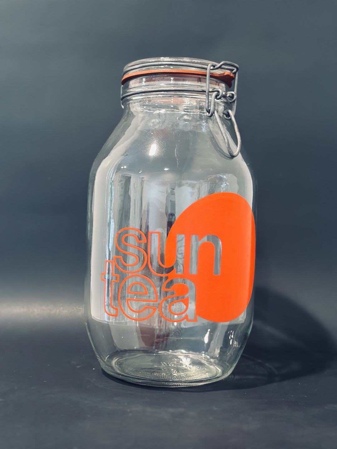 Vintage Sun Tea Glass Jar 70s 80s Retro Orange 3L Wire Hinge Top