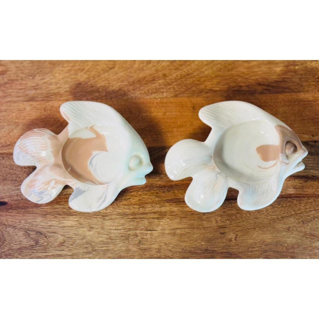 Hand Crafted Set of 2 ceramic Tropical Fish tea light candle holders ...