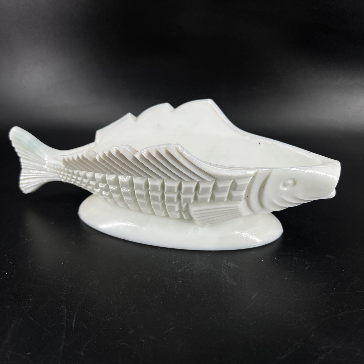 Antique Challinor Milk Glass Fish Dish
