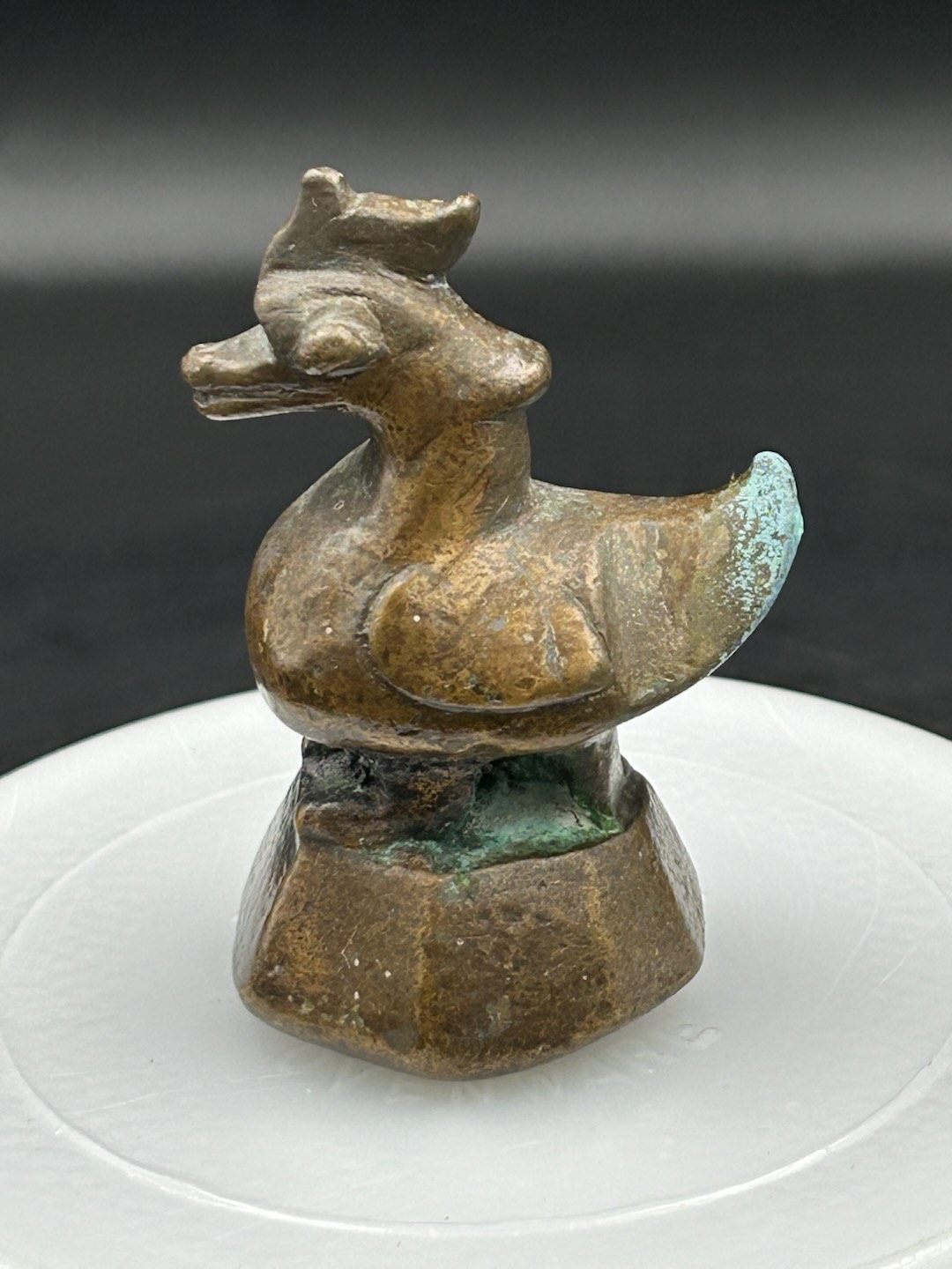 Antique Bronze Burmese Hintha bird/duck opium scale weight figurine