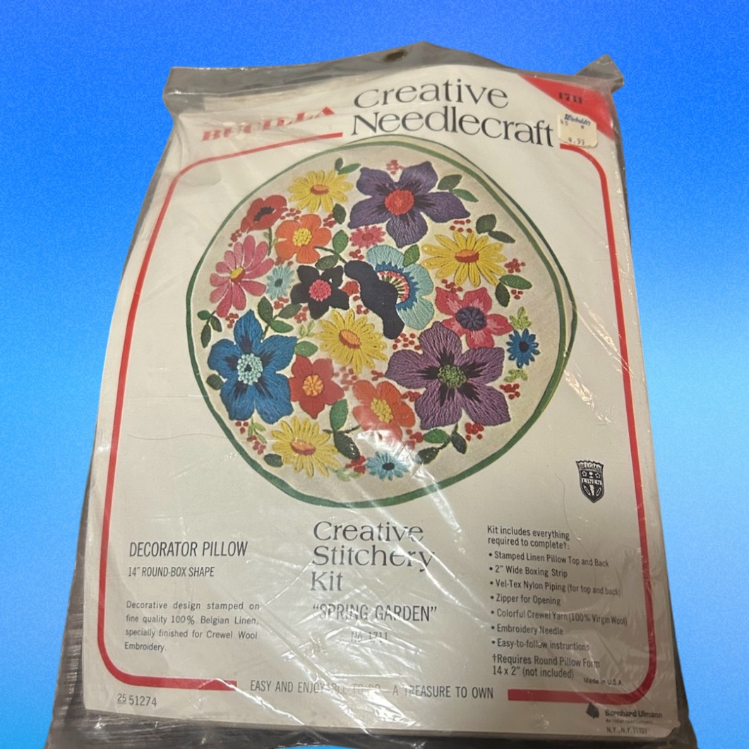 Vintage Bucilla Creative Needlecraft Crewel Embroidery Kit Pillow ...